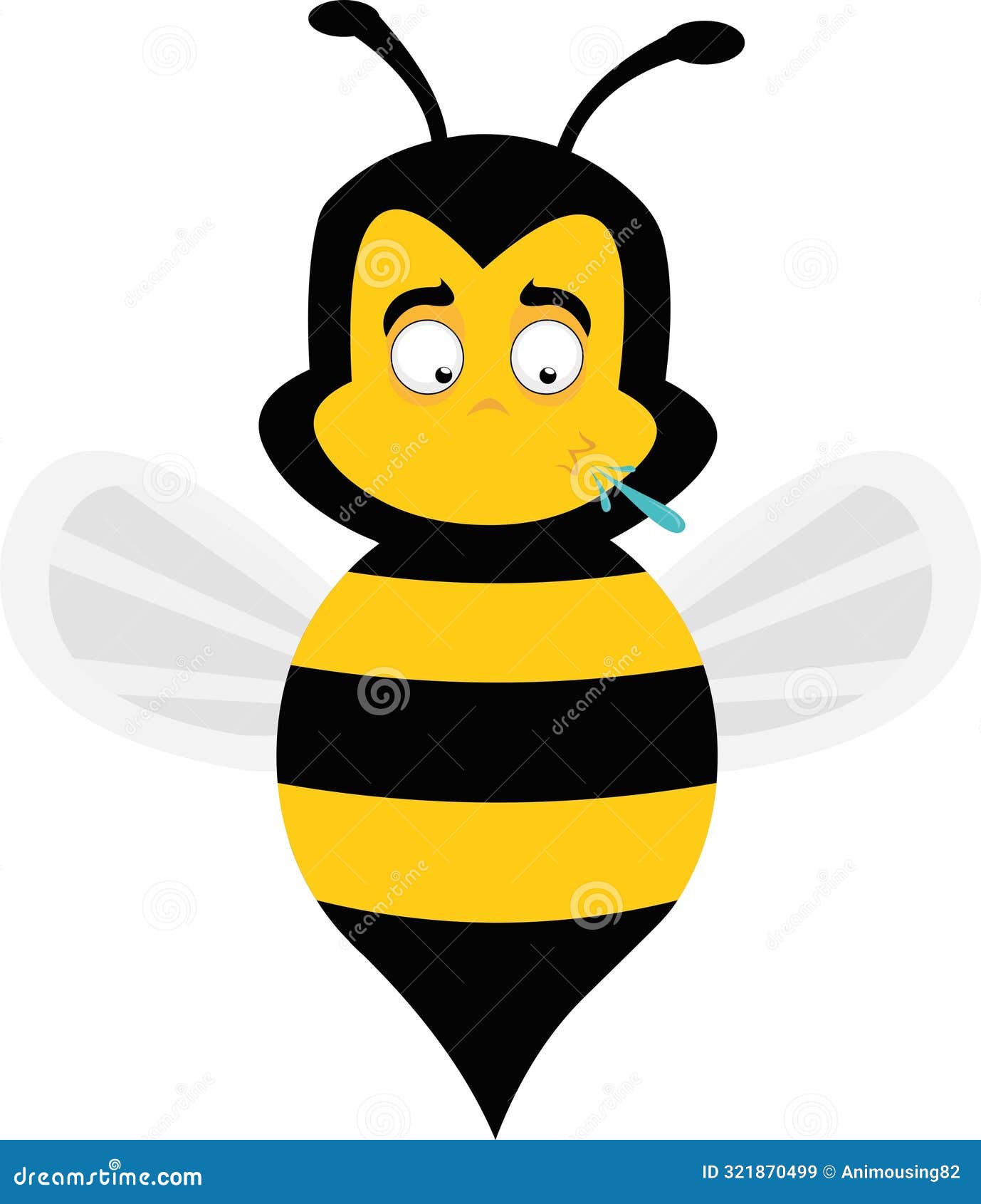 Head Bee Cartoon Spitty Saliva Stock Vector - Illustration of bumble ...