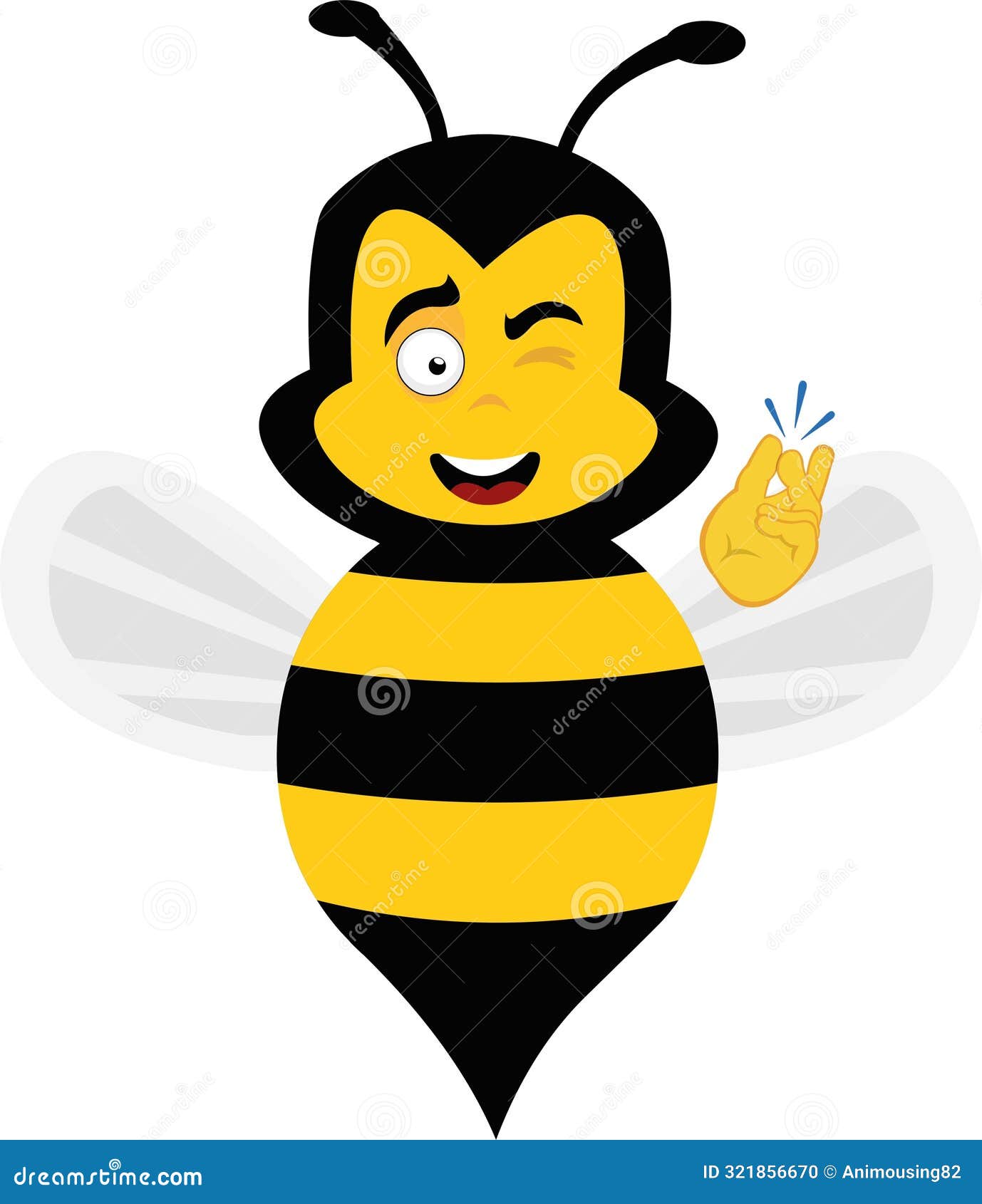 Head Bee Cartoon Wink Snap Fingers Stock Vector - Illustration of signs ...
