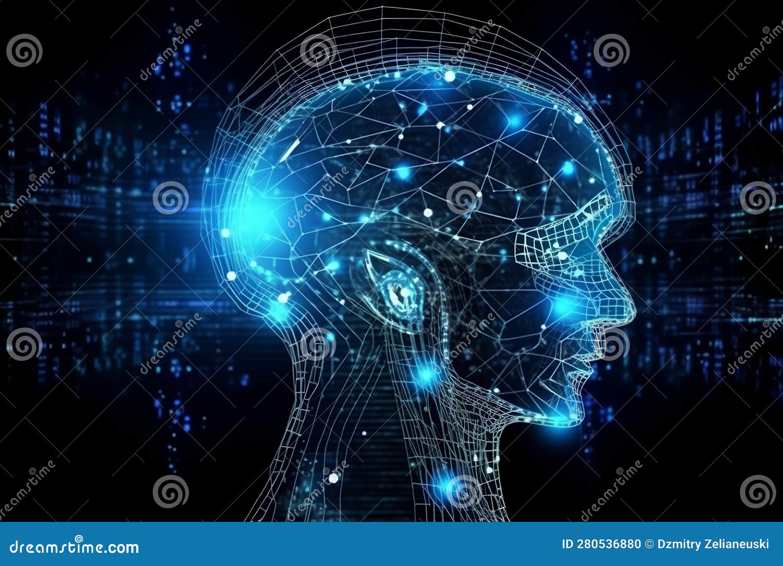 Head with Binary Code. Generative AI. Stock Illustration - Illustration of light, space: 280536880