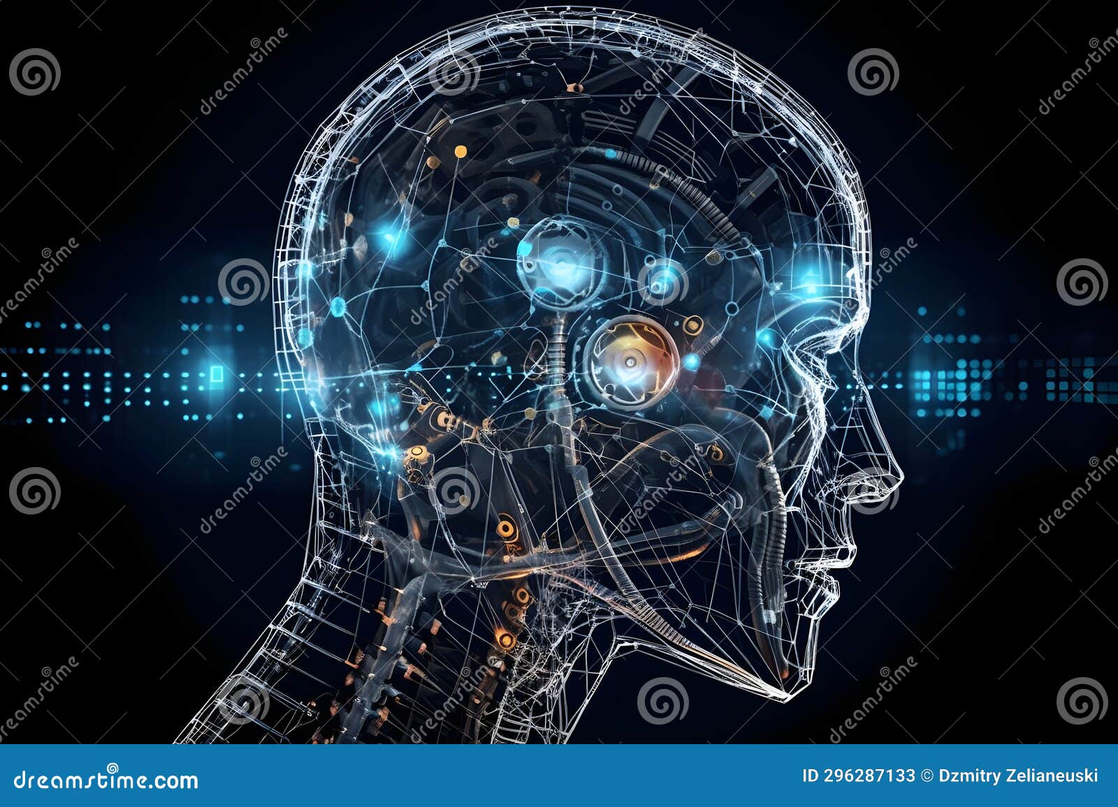 Head with Binary Code. Generative AI. Stock Illustration - Illustration of backdrop, element ...