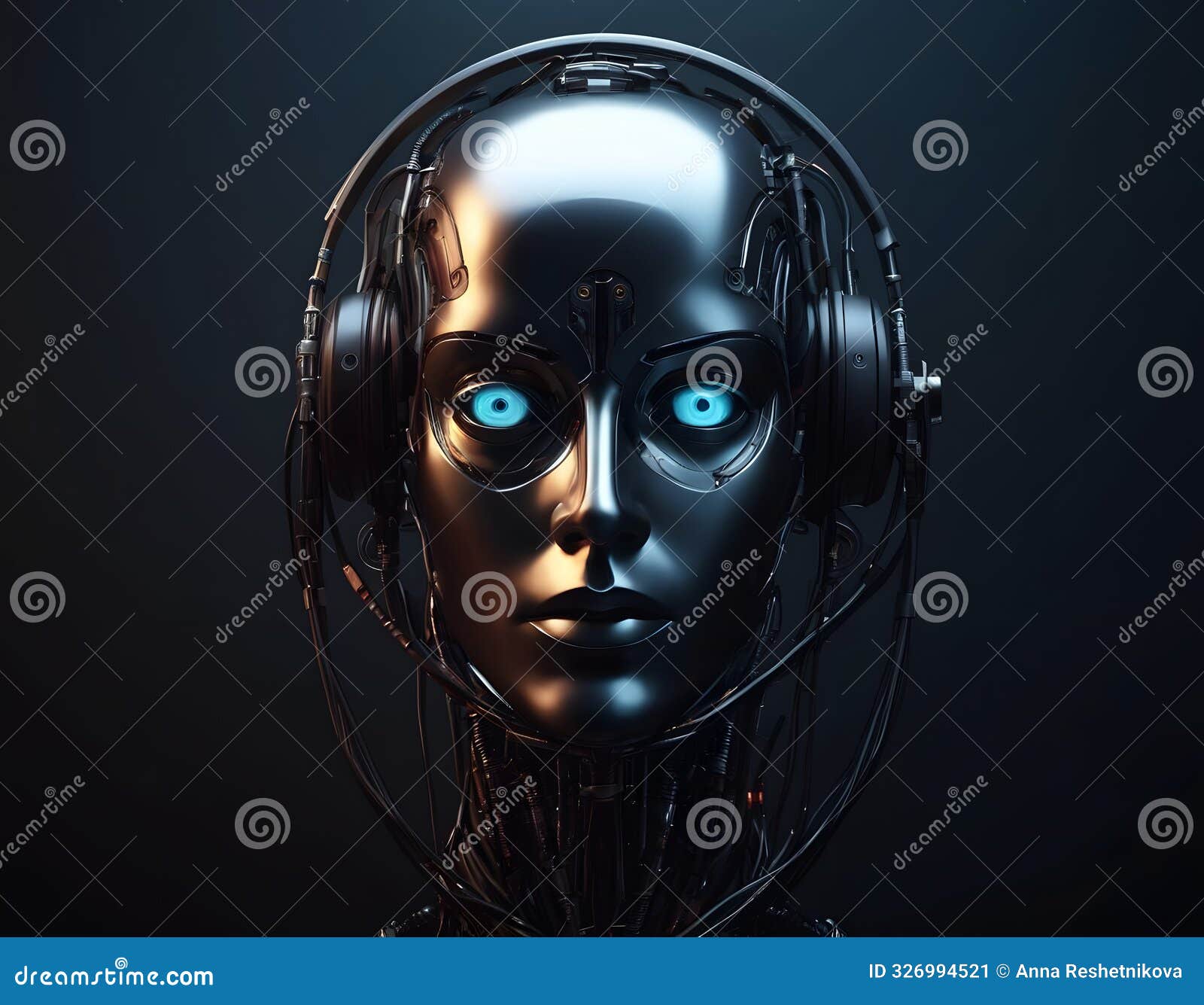 Head of a Bionic Robot. Artificial Intelligence. Stock Image - Image of ...