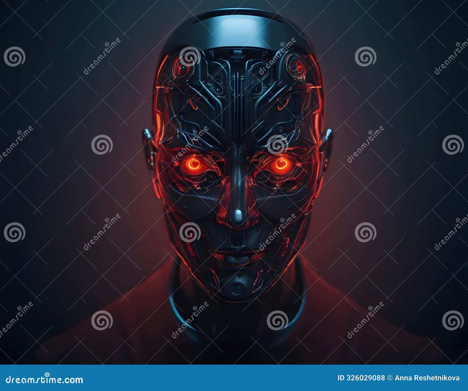 Head of a Bionic Robot. Artificial Intelligence. Stock Photo - Image of ...