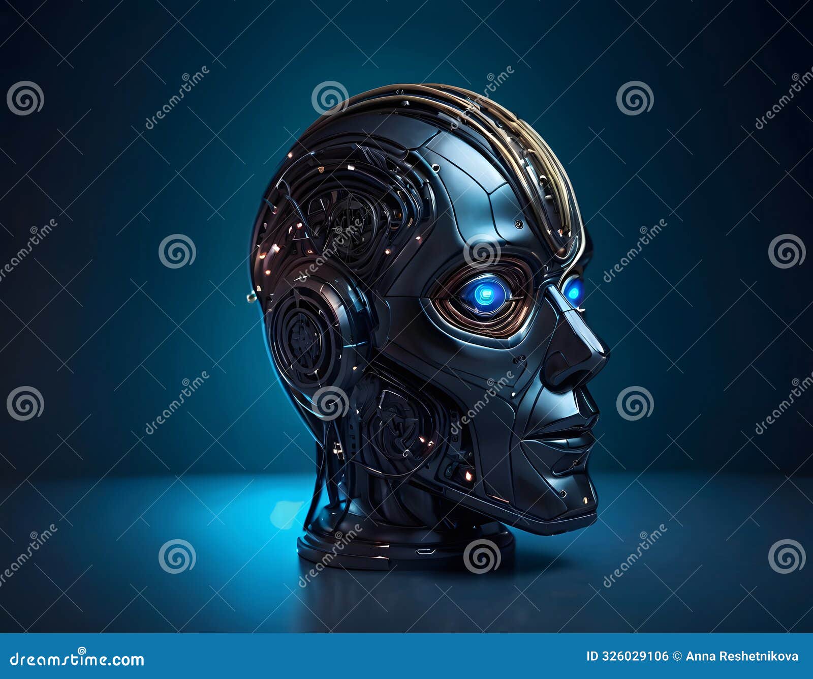 Head of a Bionic Robot. Artificial Intelligence. Stock Photo - Image of ...