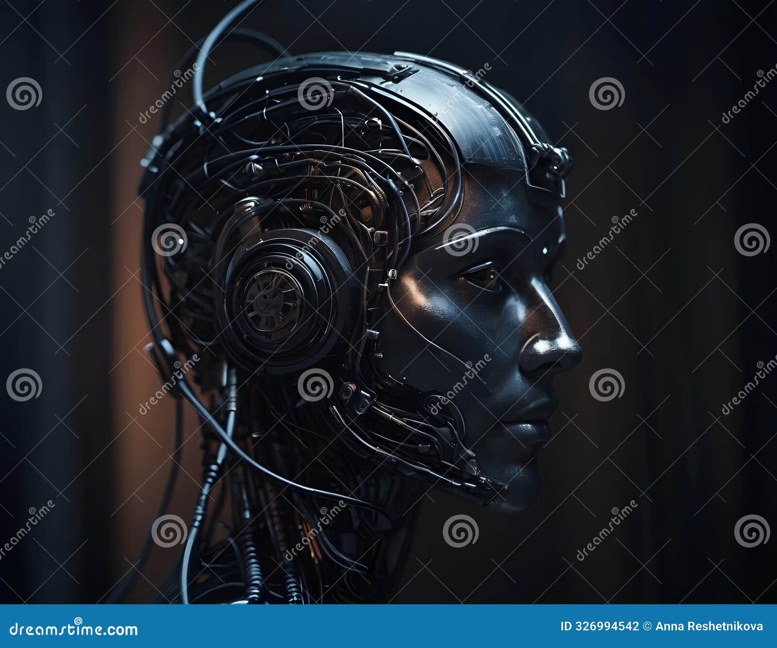Head of a Bionic Robot. Artificial Intelligence. Stock Photo - Image of ...