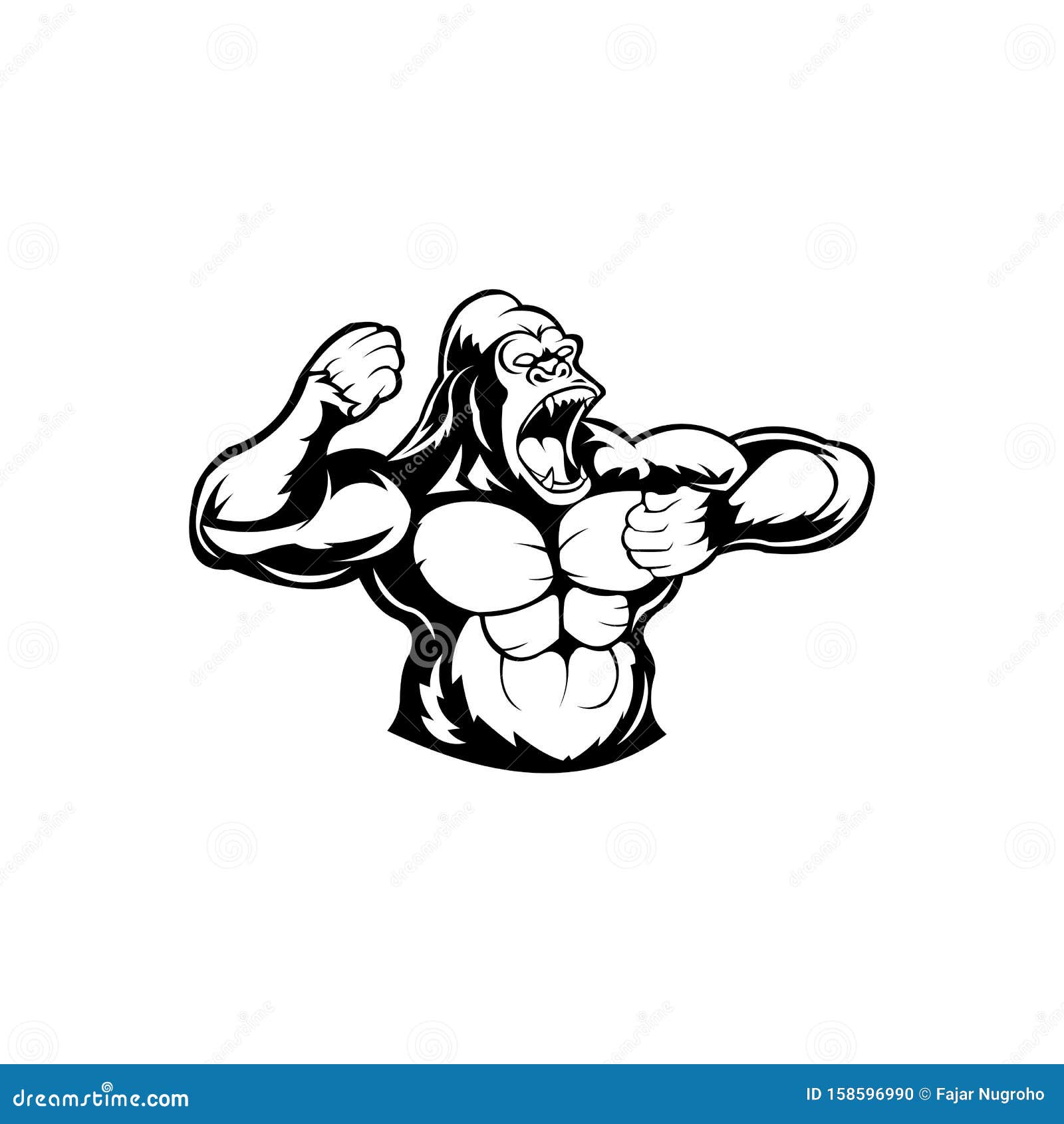 Gorilla Bodybuilder. Strong Black Monkey With Big Muscles. Athlete Wild ...