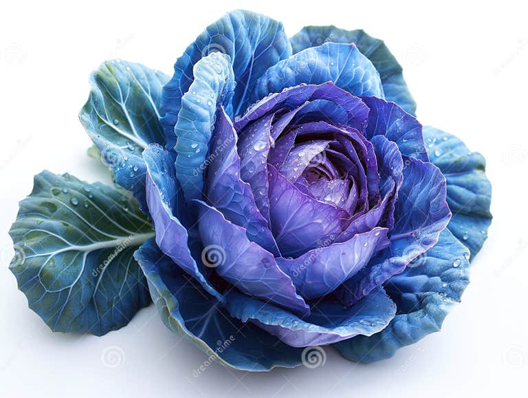 Head of Blue Cabbage on White Background Stock Illustration ...