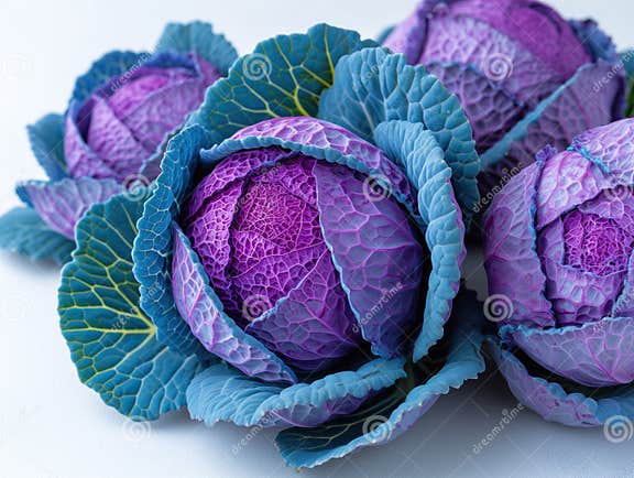 Head of Blue Cabbage on White Background Stock Illustration ...