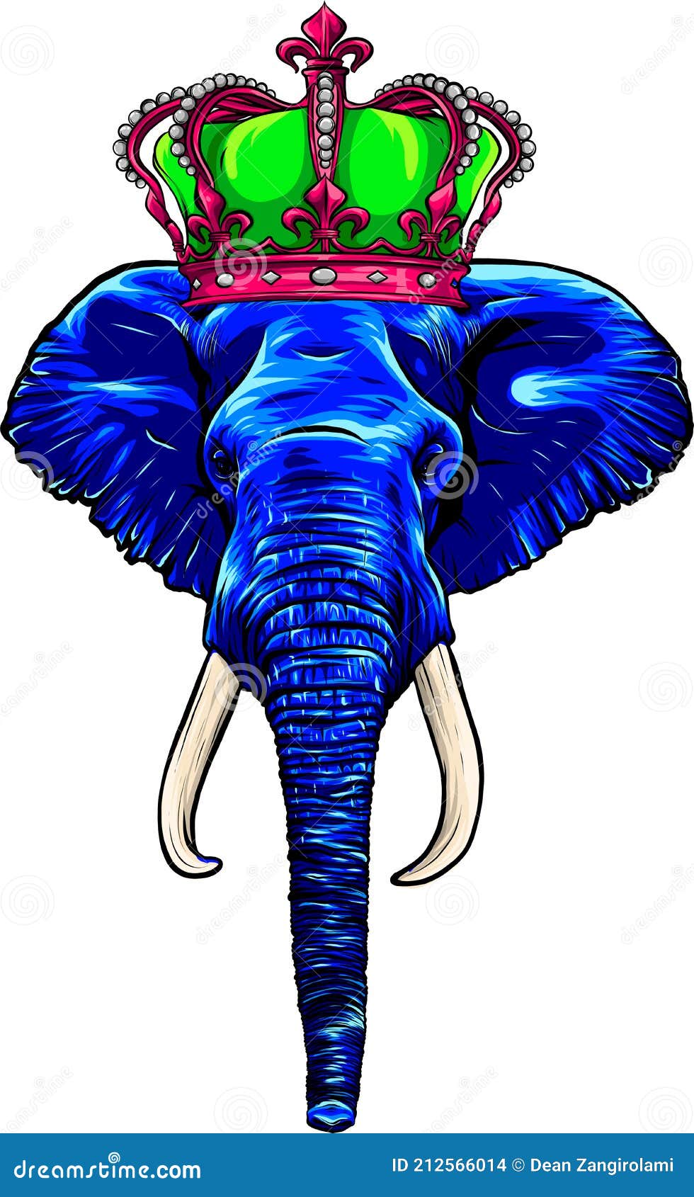 Head Blue Elephant with Crown Artwork Vector Illustration Stock Vector ...