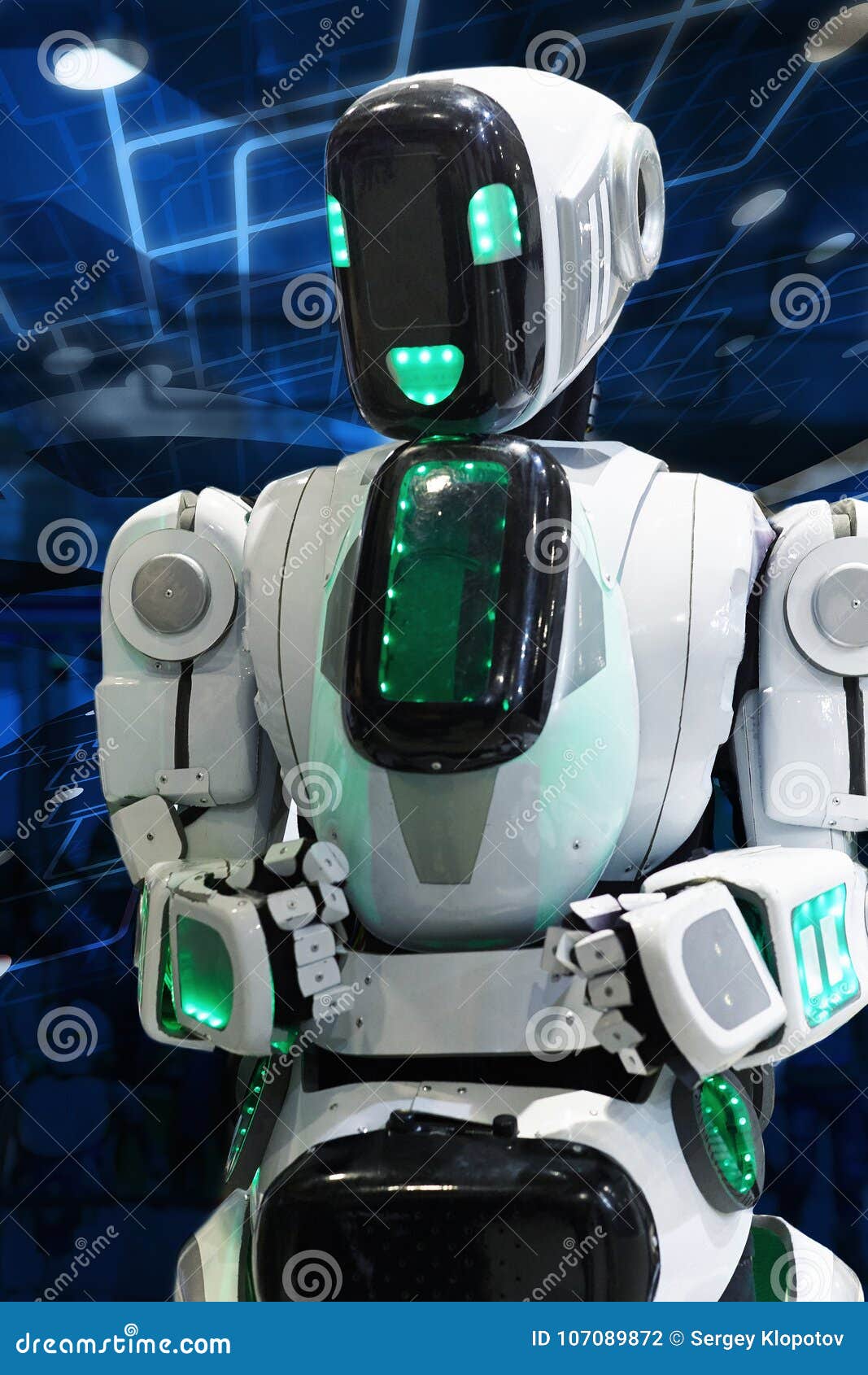 Head and Body Part of a Robot with a Display. Stock Photo - Image of ...