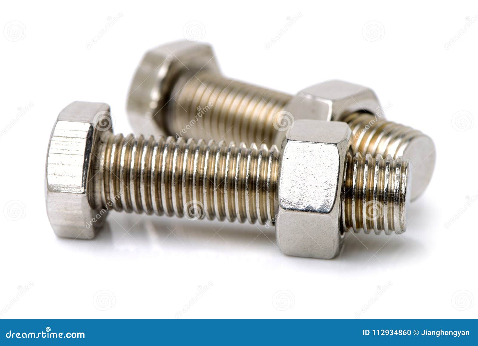 Head bolt and nut, stock photo. Image of chrome, isolated - 112934860