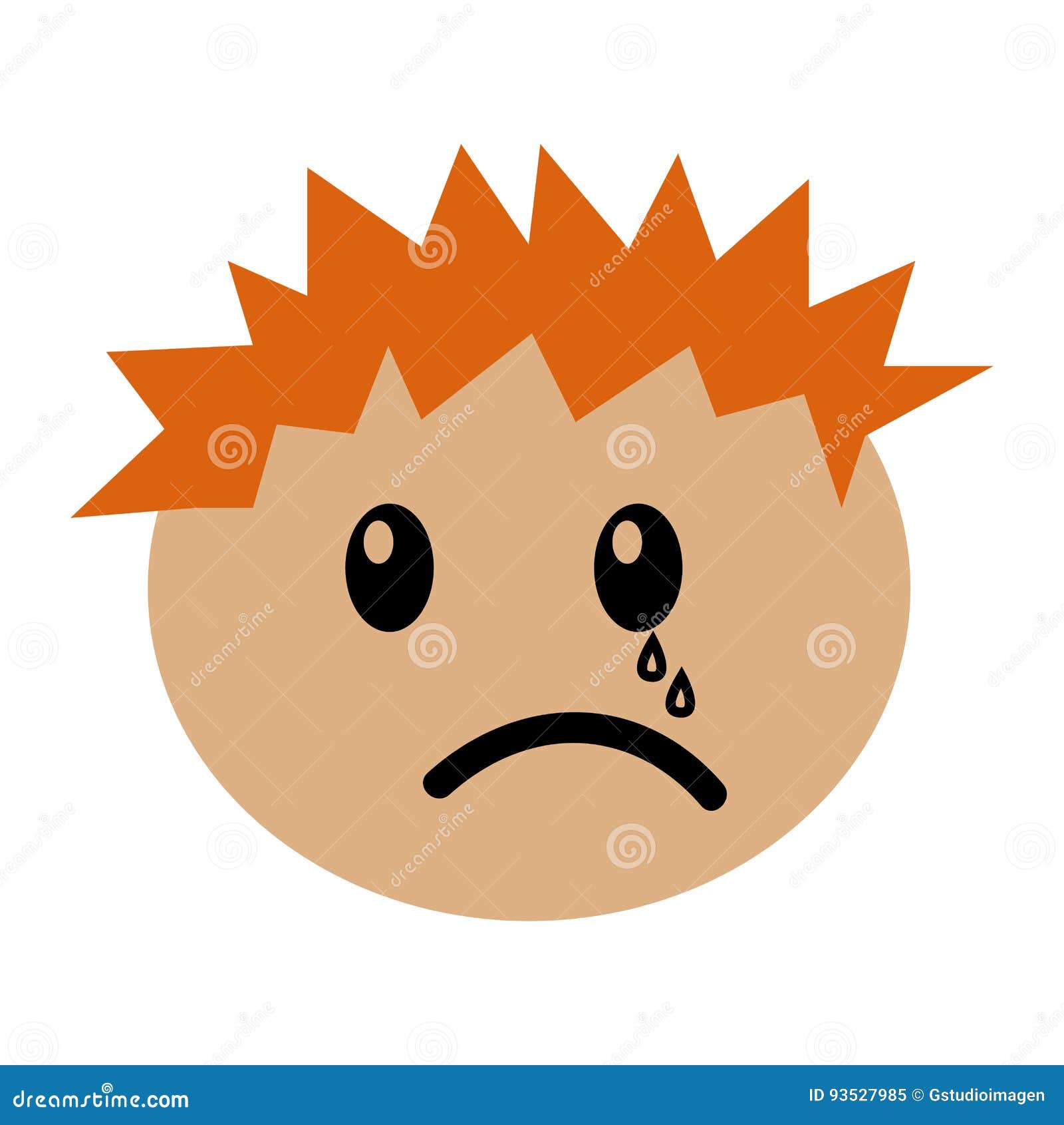 Head boy crying expression stock vector. Illustration of concept - 93527985