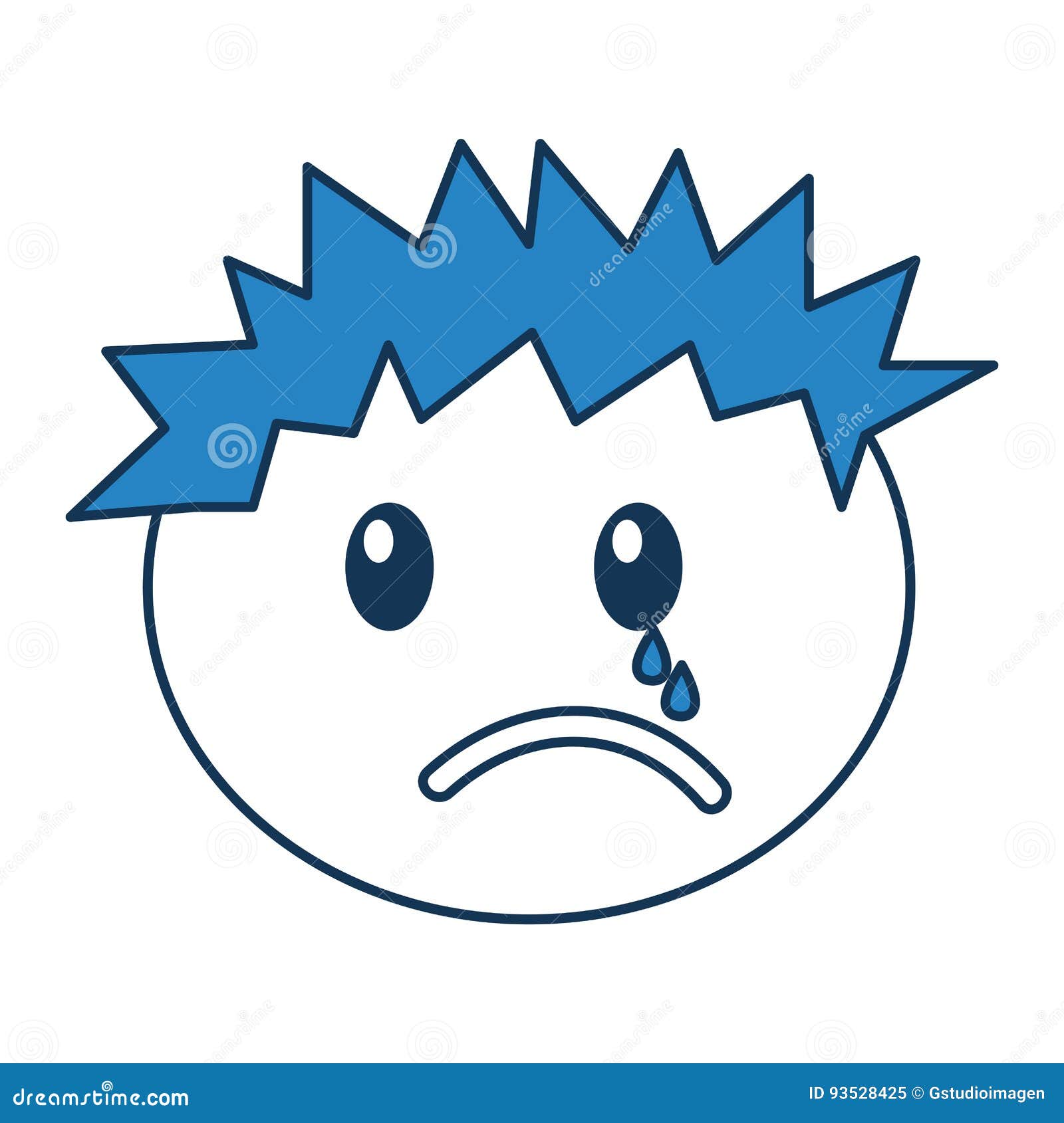 Head boy crying expression stock vector. Illustration of drops - 93528425