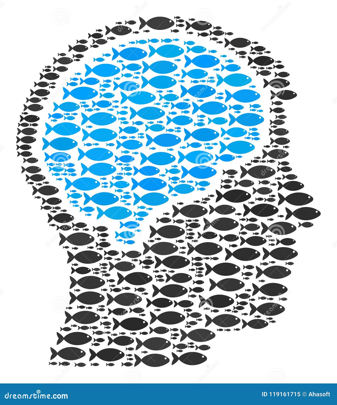Head Brain Composition of Fish Icons Stock Vector - Illustration of ...