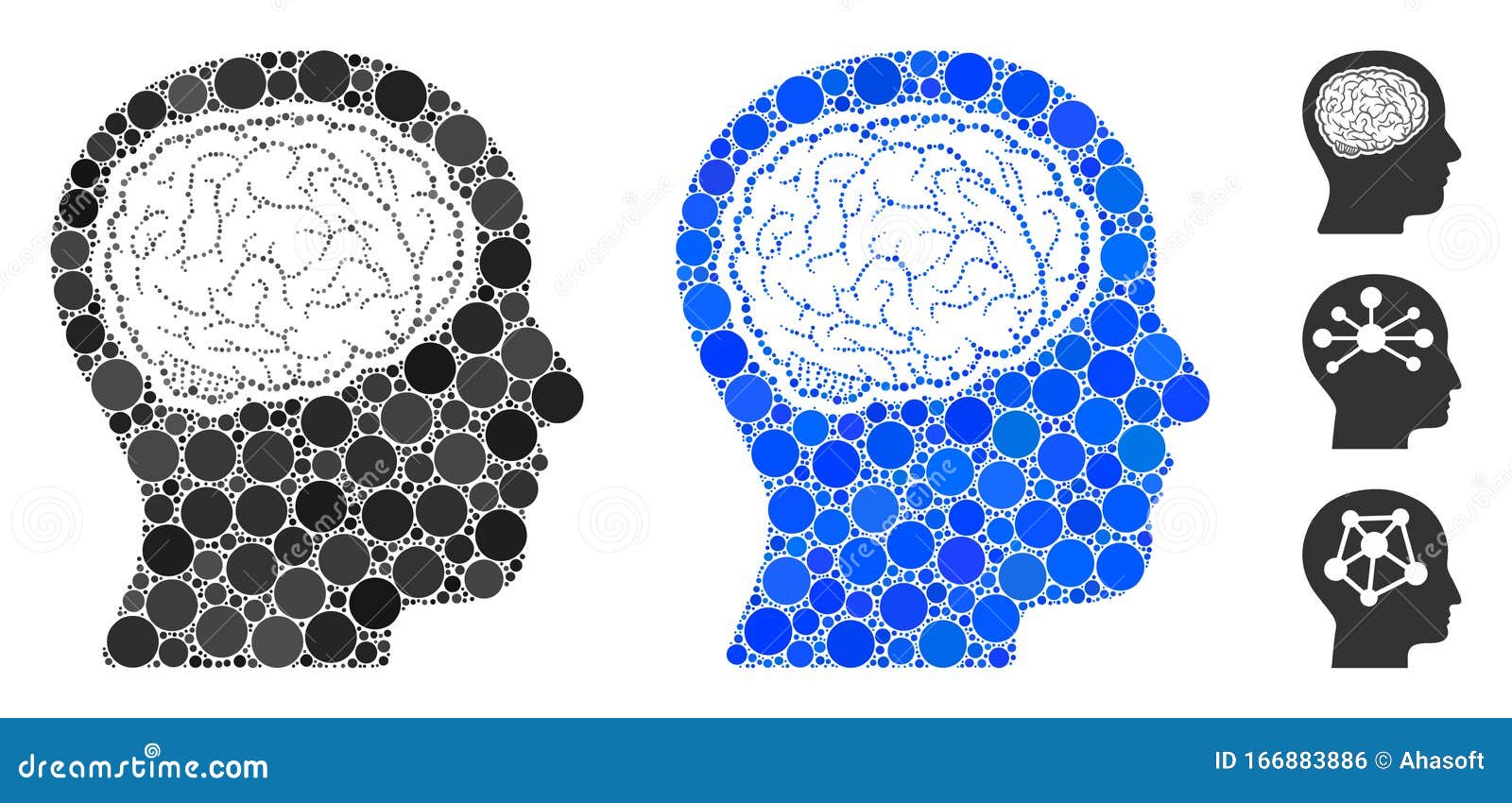 Head Brain Composition Icon of Round Dots Stock Illustration ...