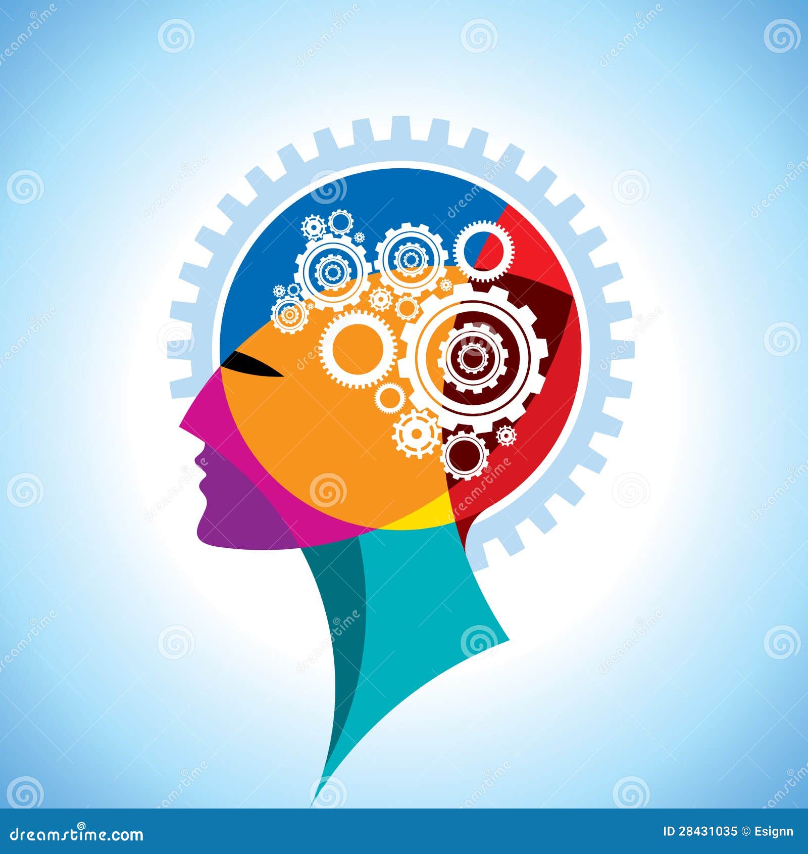 Head and brain gear stock vector. Illustration of machine - 28431035