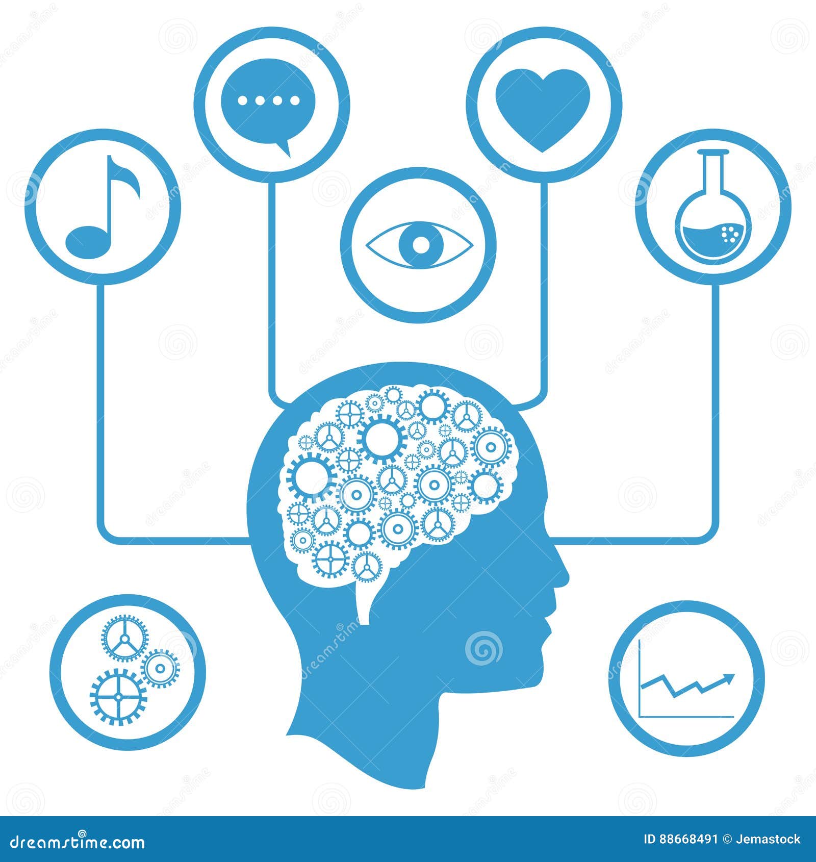 Head Brain Gear Information Media Stock Illustration - Illustration of ...