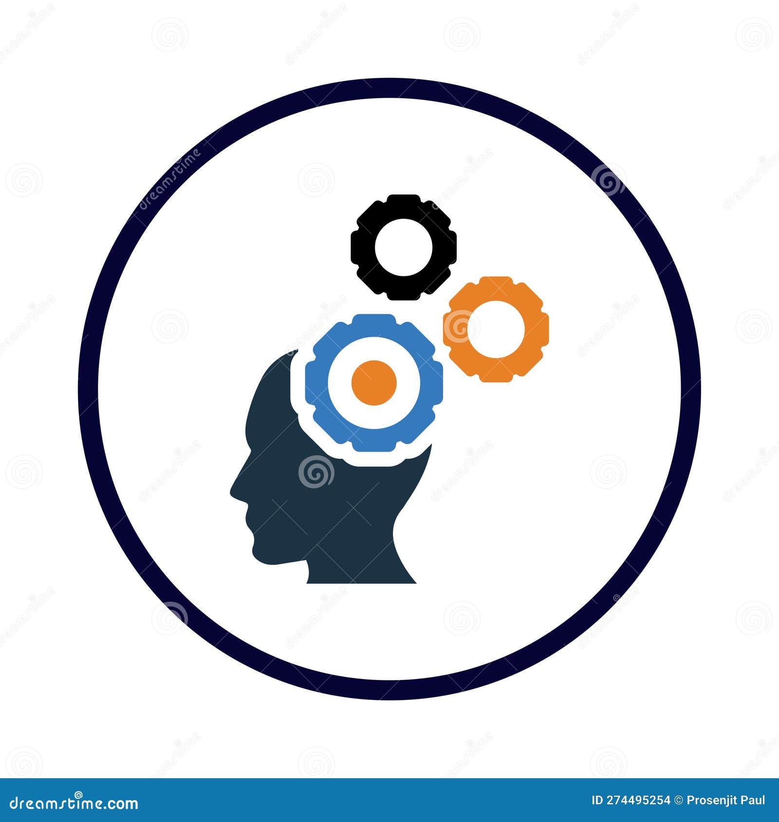 Head, Brain, Gear, Brain Management Icon Stock Vector - Illustration of ...