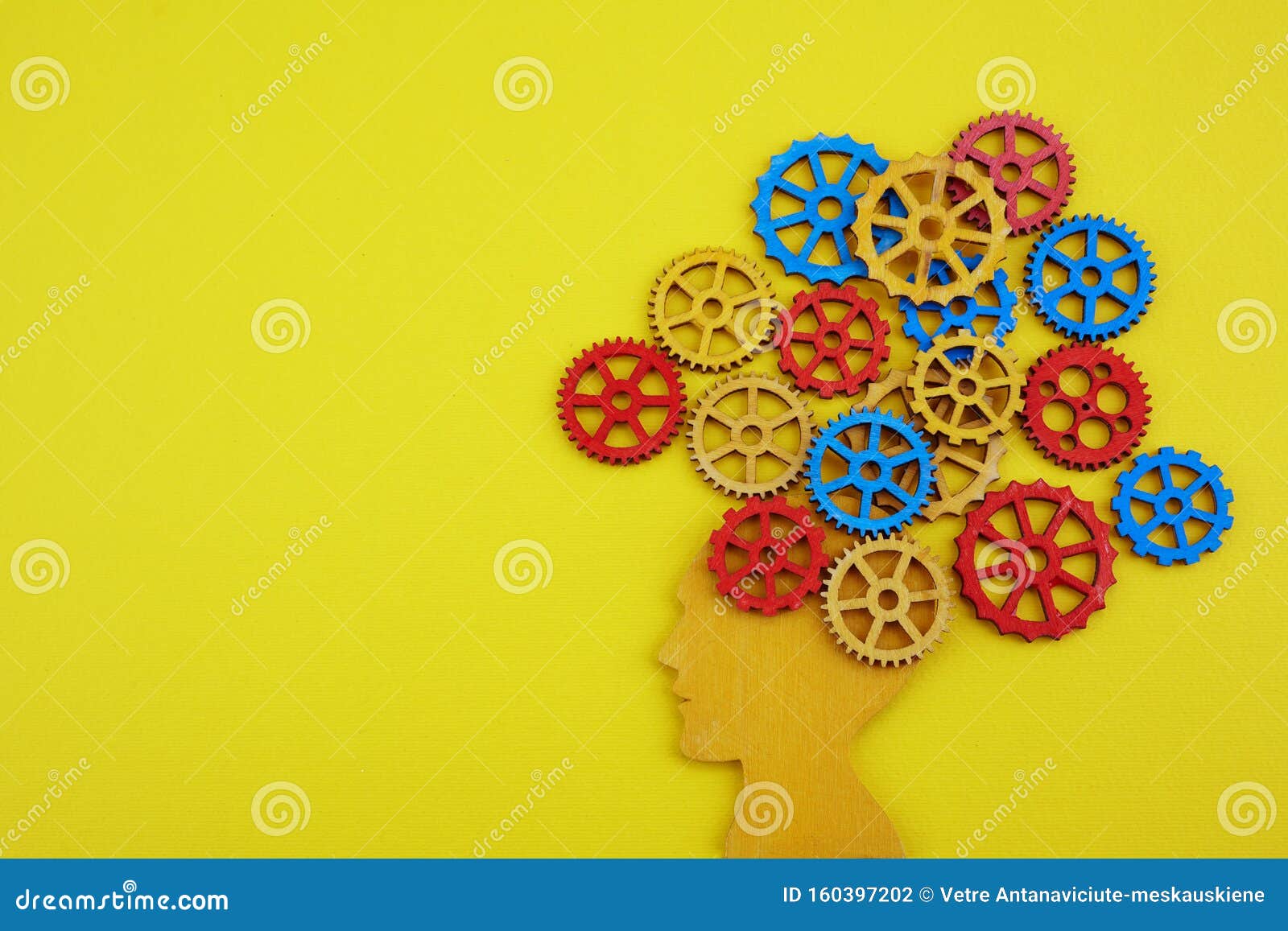 Head and Brain Gears in Progress. Concept of Human Thinking. Top View ...