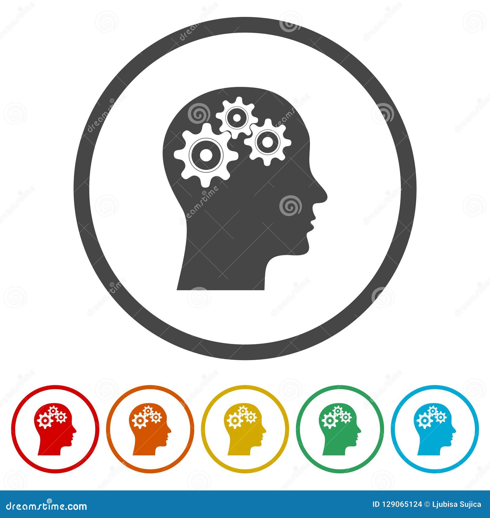 Head and Brain Gears in Progress. Stock Vector - Illustration of circle ...