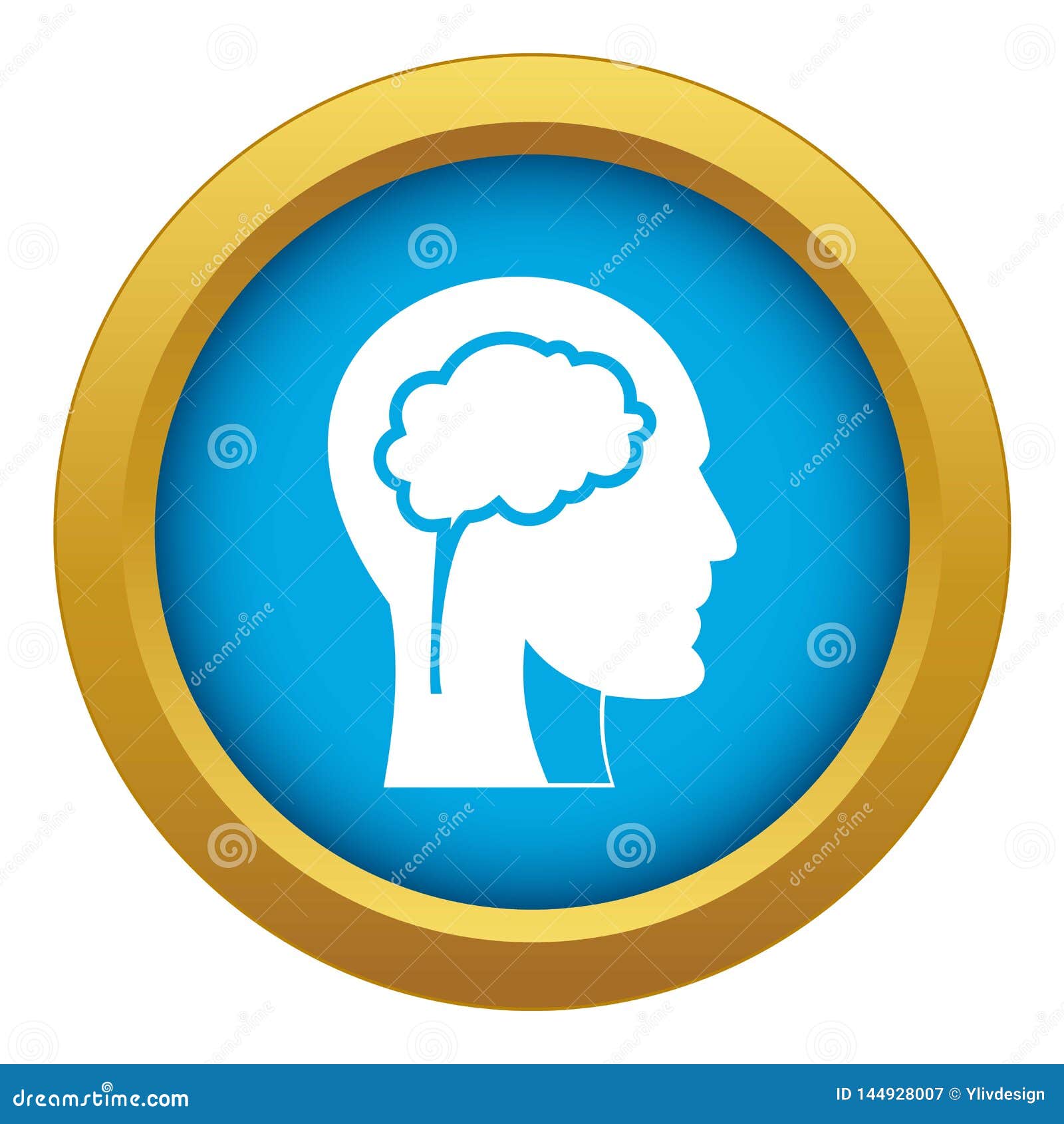 Head with Brain Icon Blue Vector Isolated Stock Vector - Illustration ...