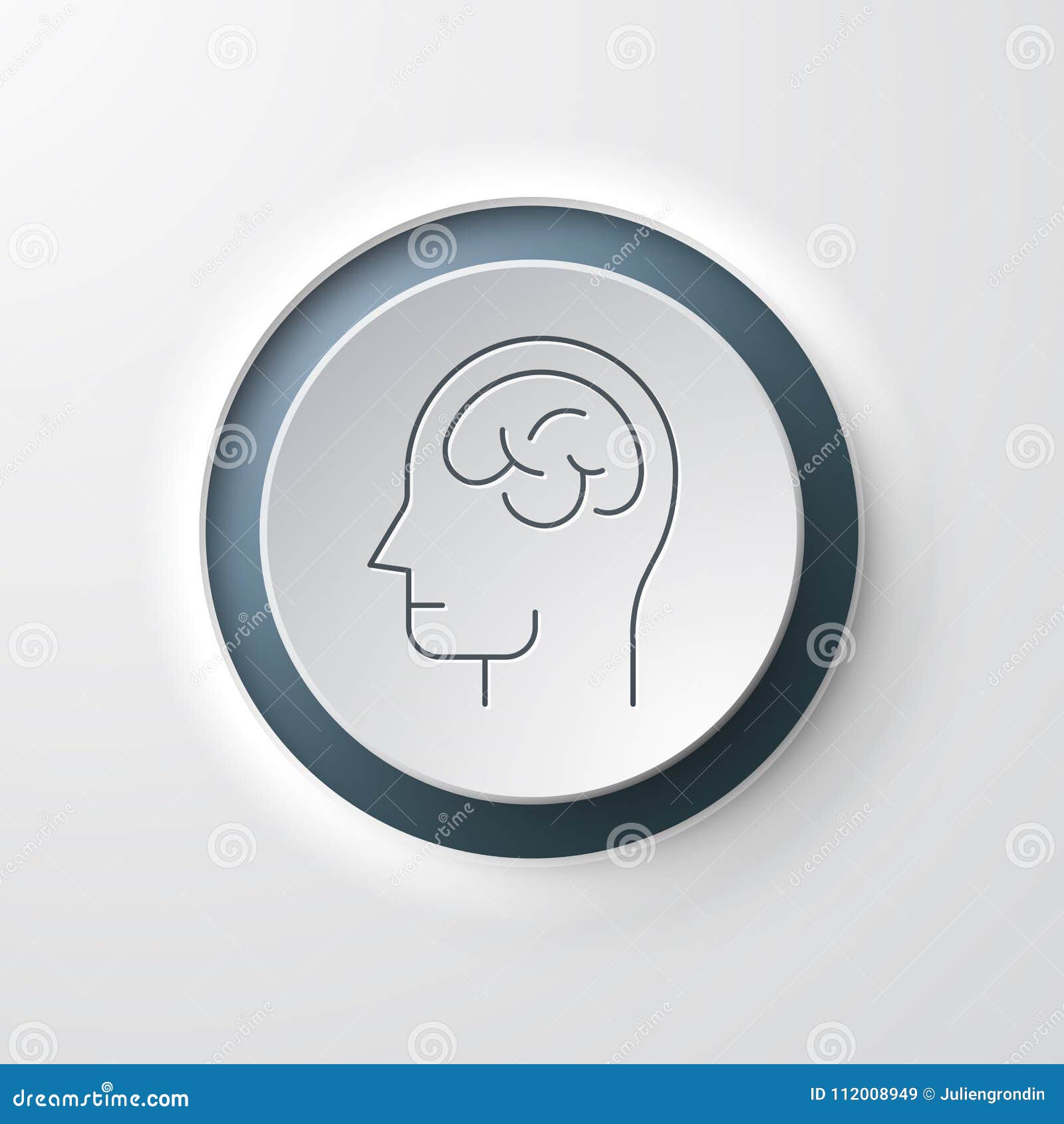 Head and Brain Icon stock illustration. Illustration of idea - 112008949