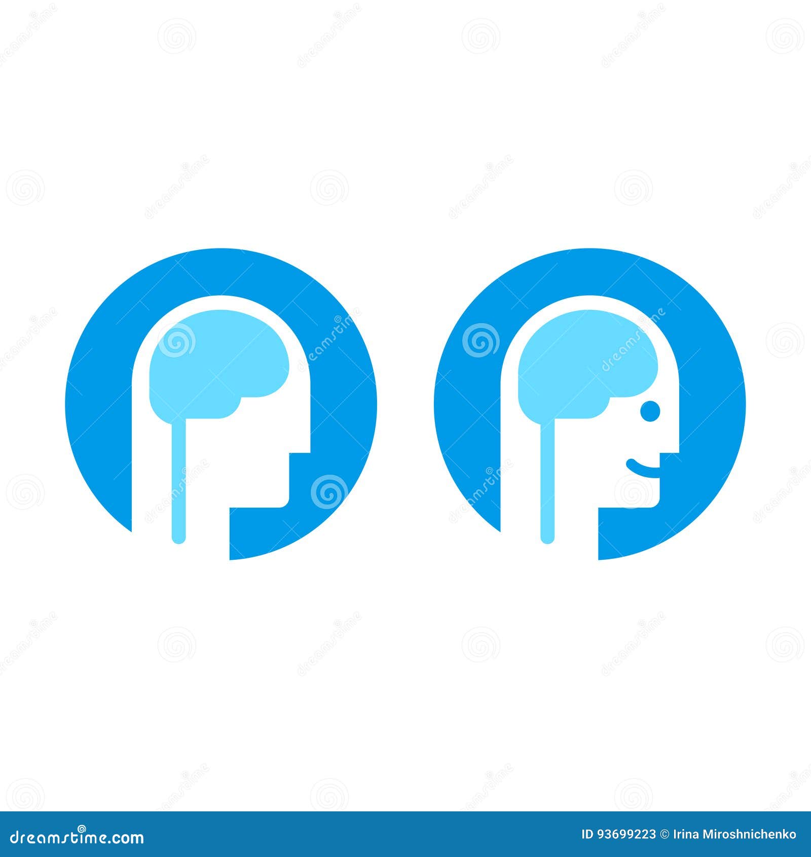Head with brain icon stock vector. Illustration of education - 93699223