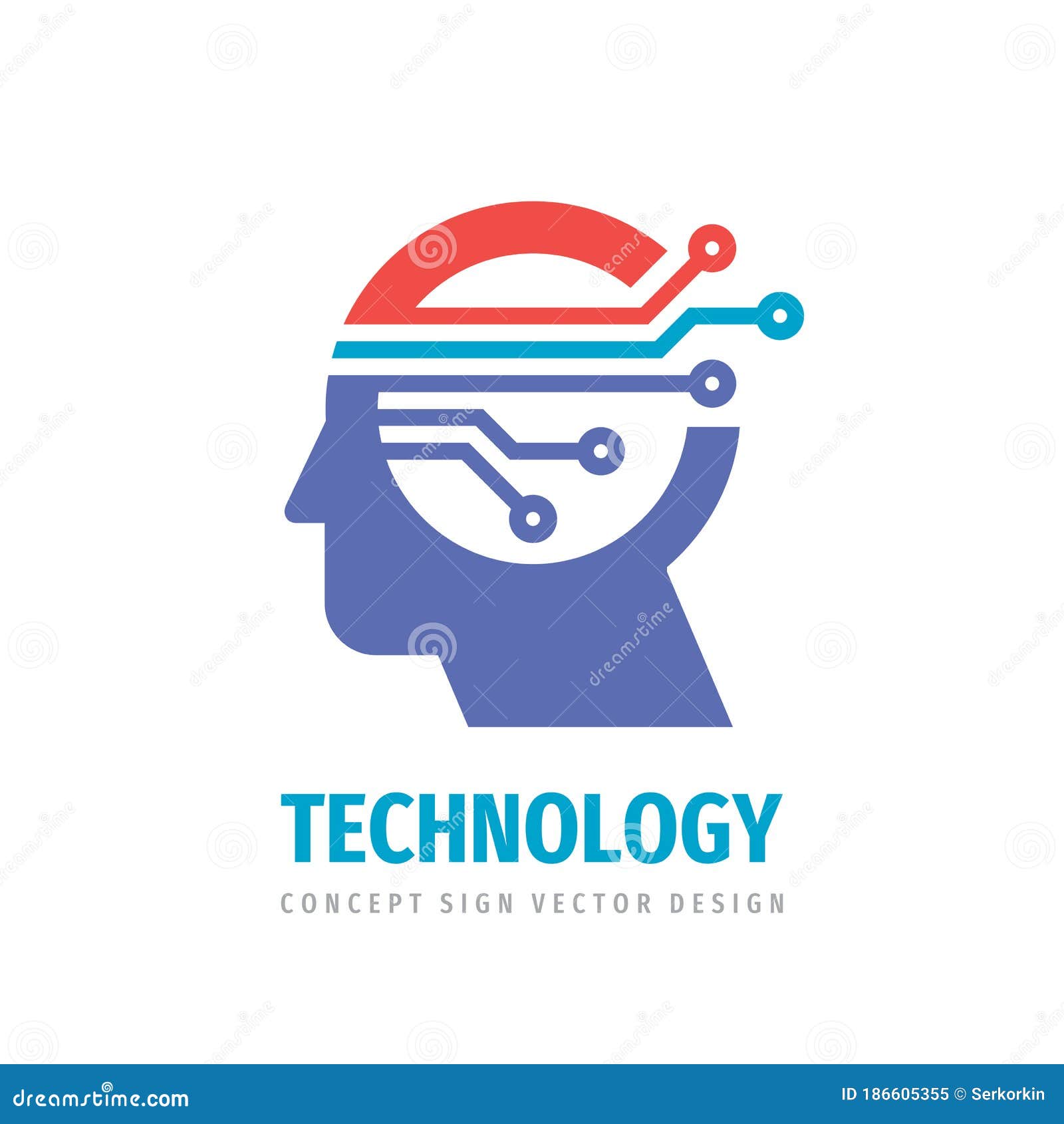 Head Brain Logo Design. Computer Electronic Technology Sign Stock ...
