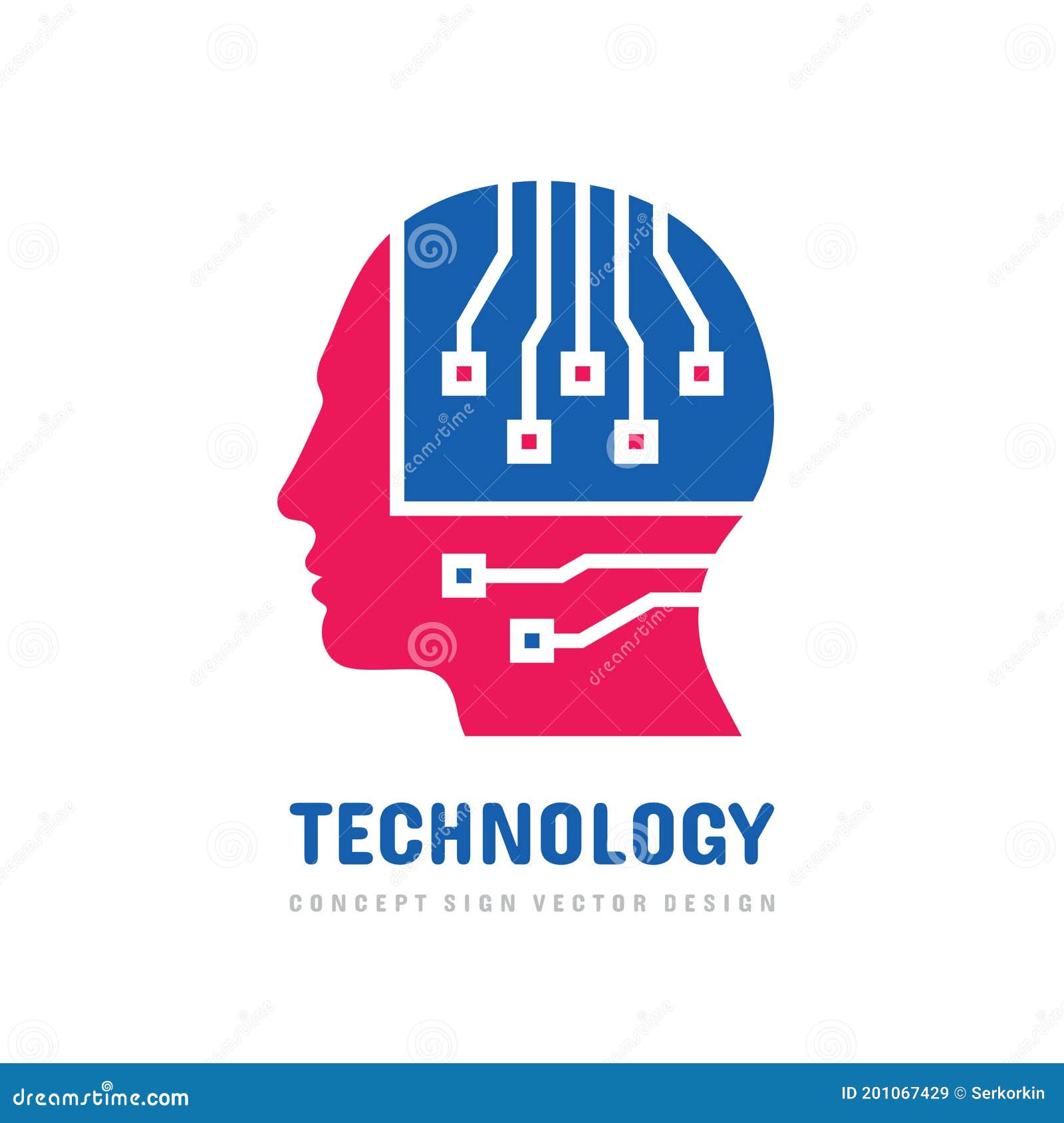 Head Brain Logo Design. Computer Electronic Technology Sign. Concept ...