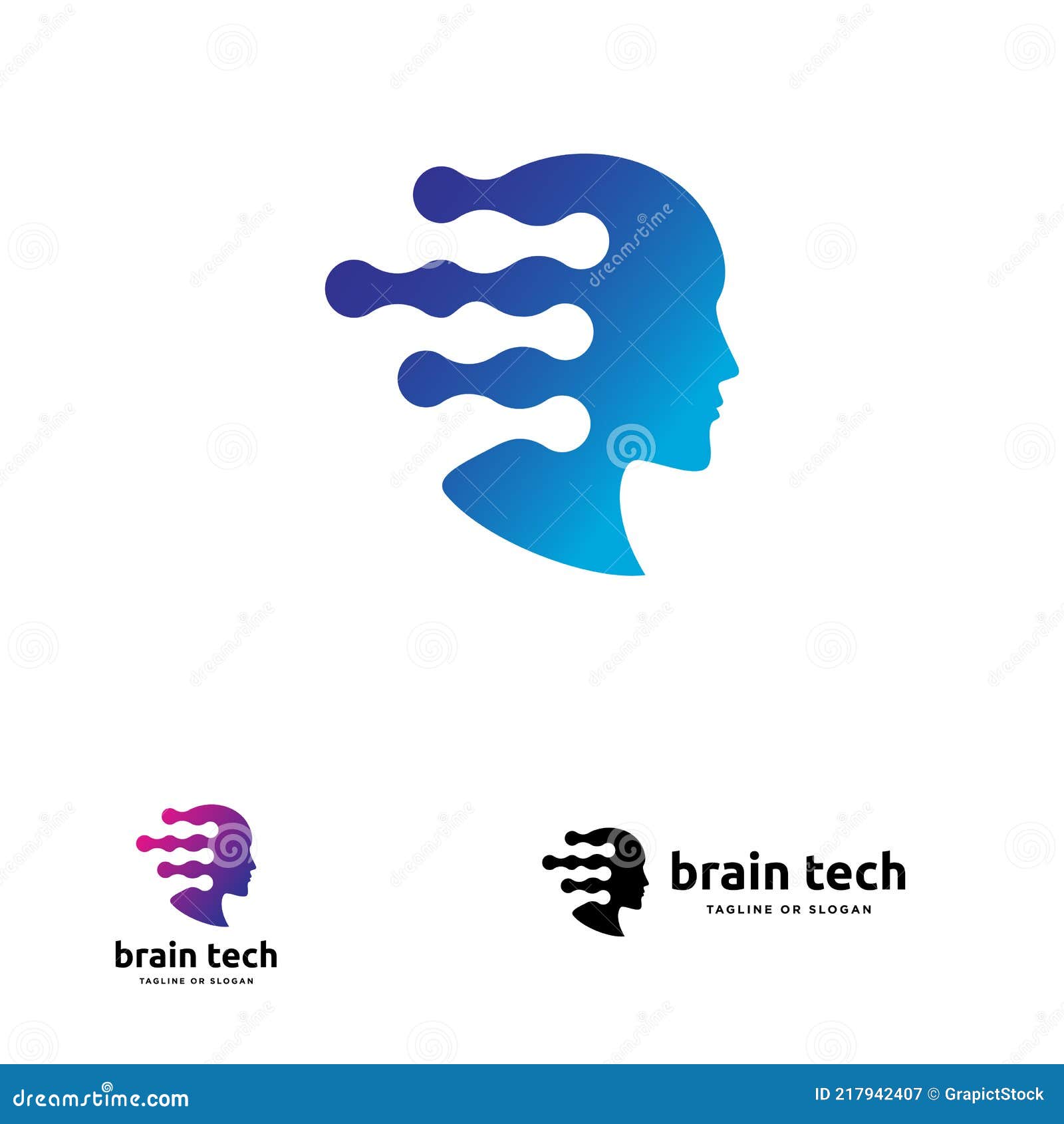 Head and brain logo design stock vector. Illustration of neuron - 217942407