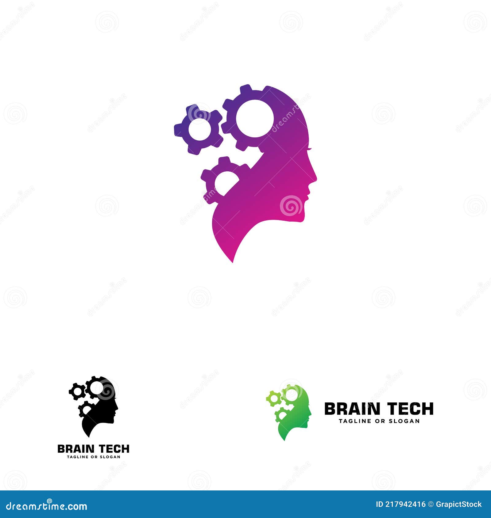 Head and brain logo design stock vector. Illustration of modern - 217942416