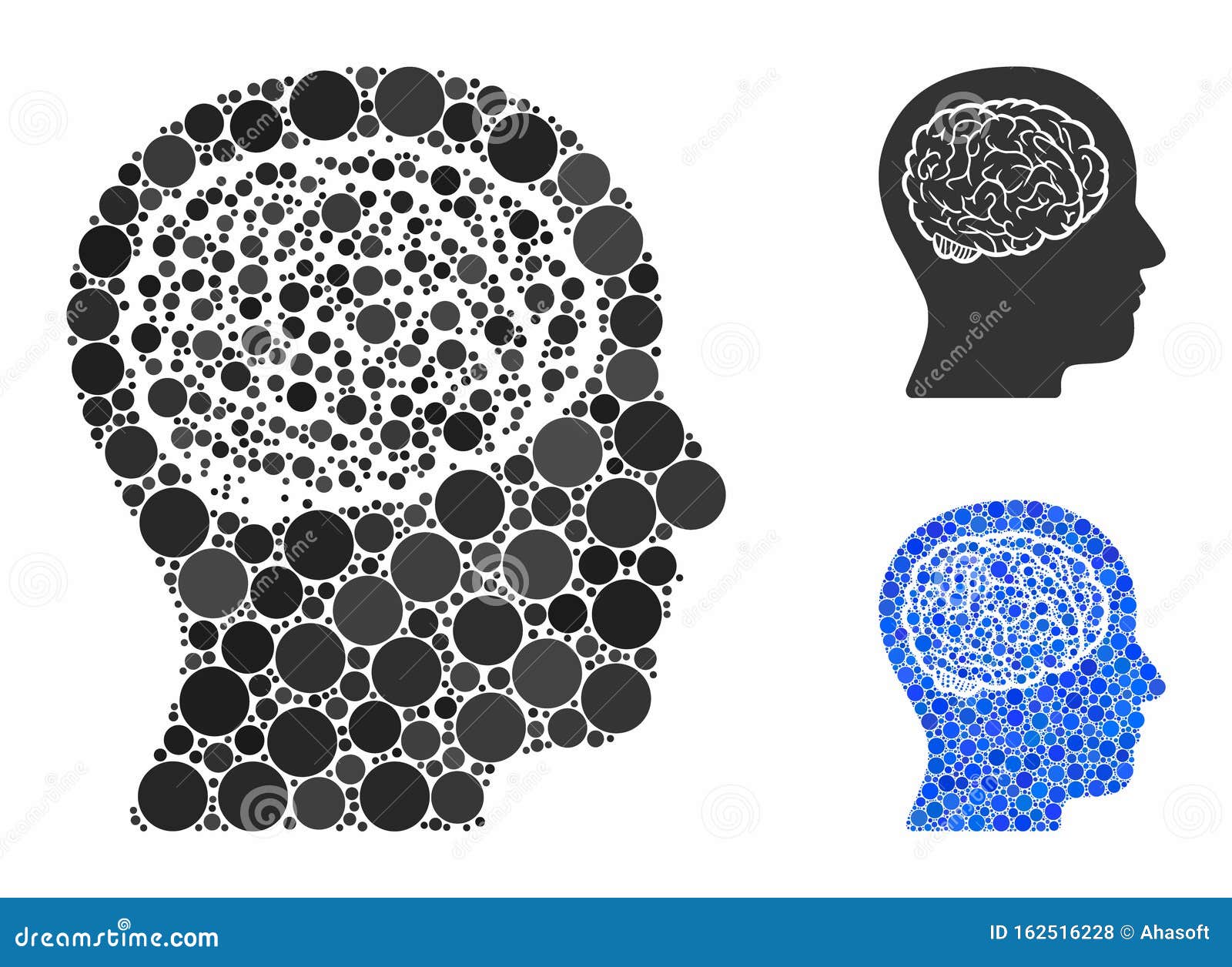 Head Brain Mosaic Icon of Circle Dots Stock Vector - Illustration of ...