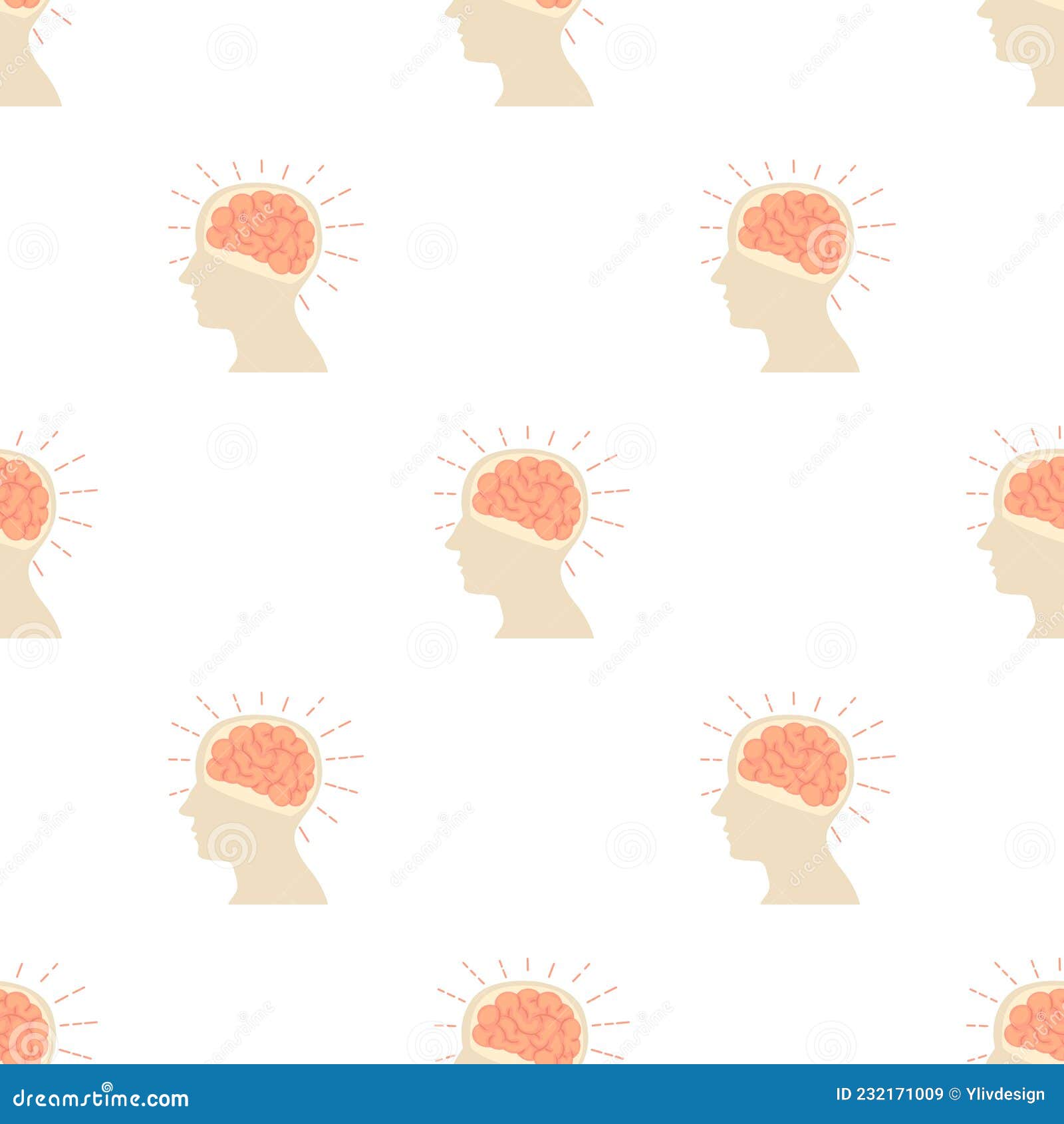 Head with Brain Pattern Seamless Vector Stock Vector - Illustration of ...