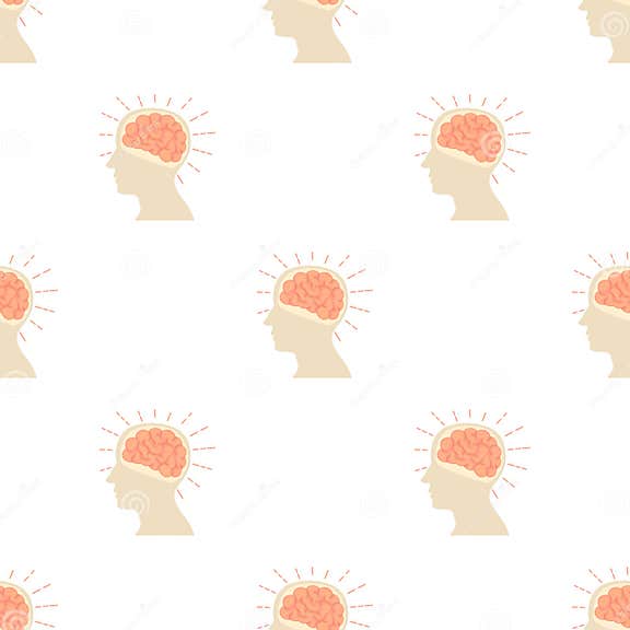 Head with Brain Pattern Seamless Vector Stock Vector - Illustration of ...