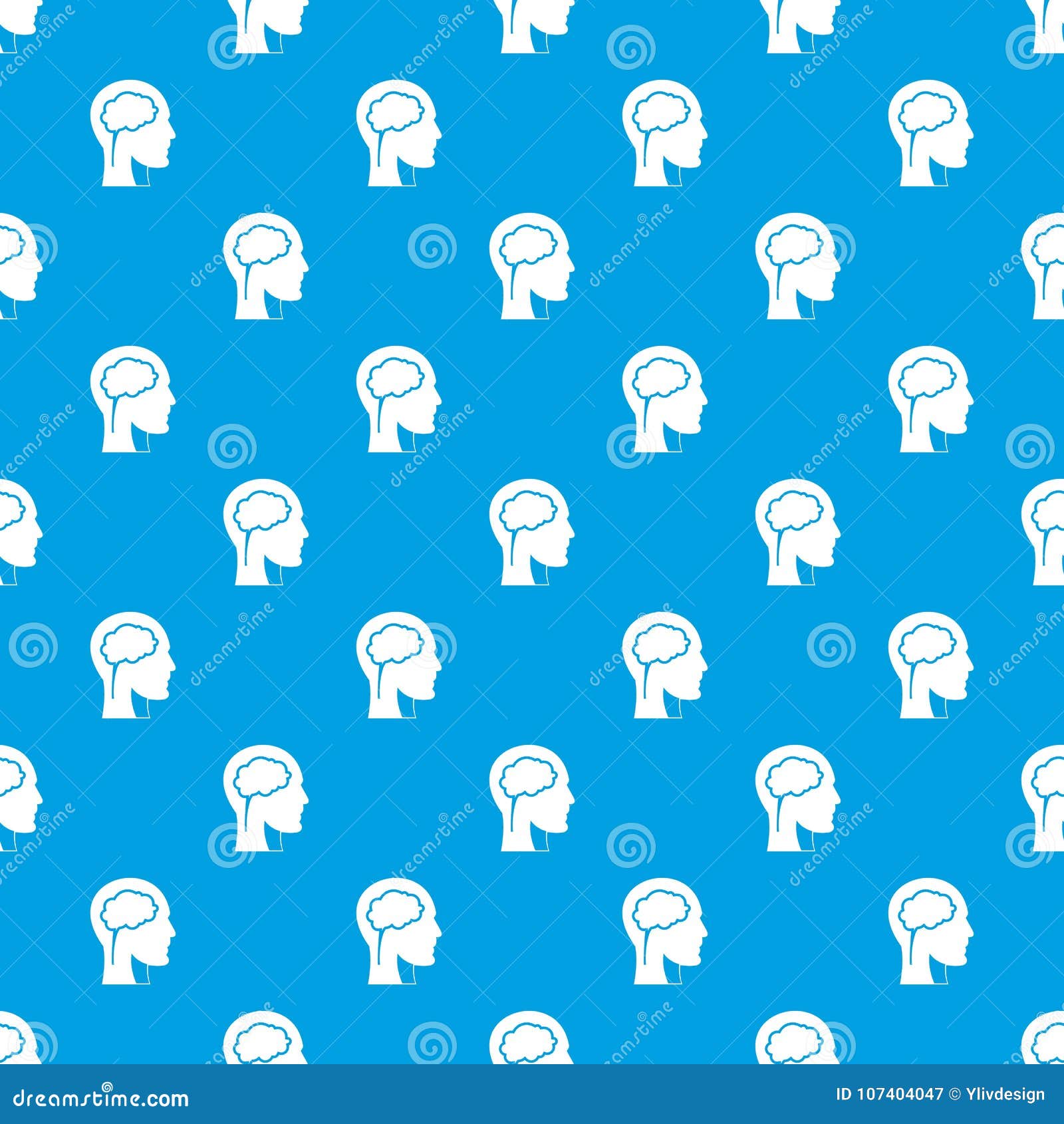 Head with Brain Pattern Seamless Blue Stock Vector - Illustration of ...