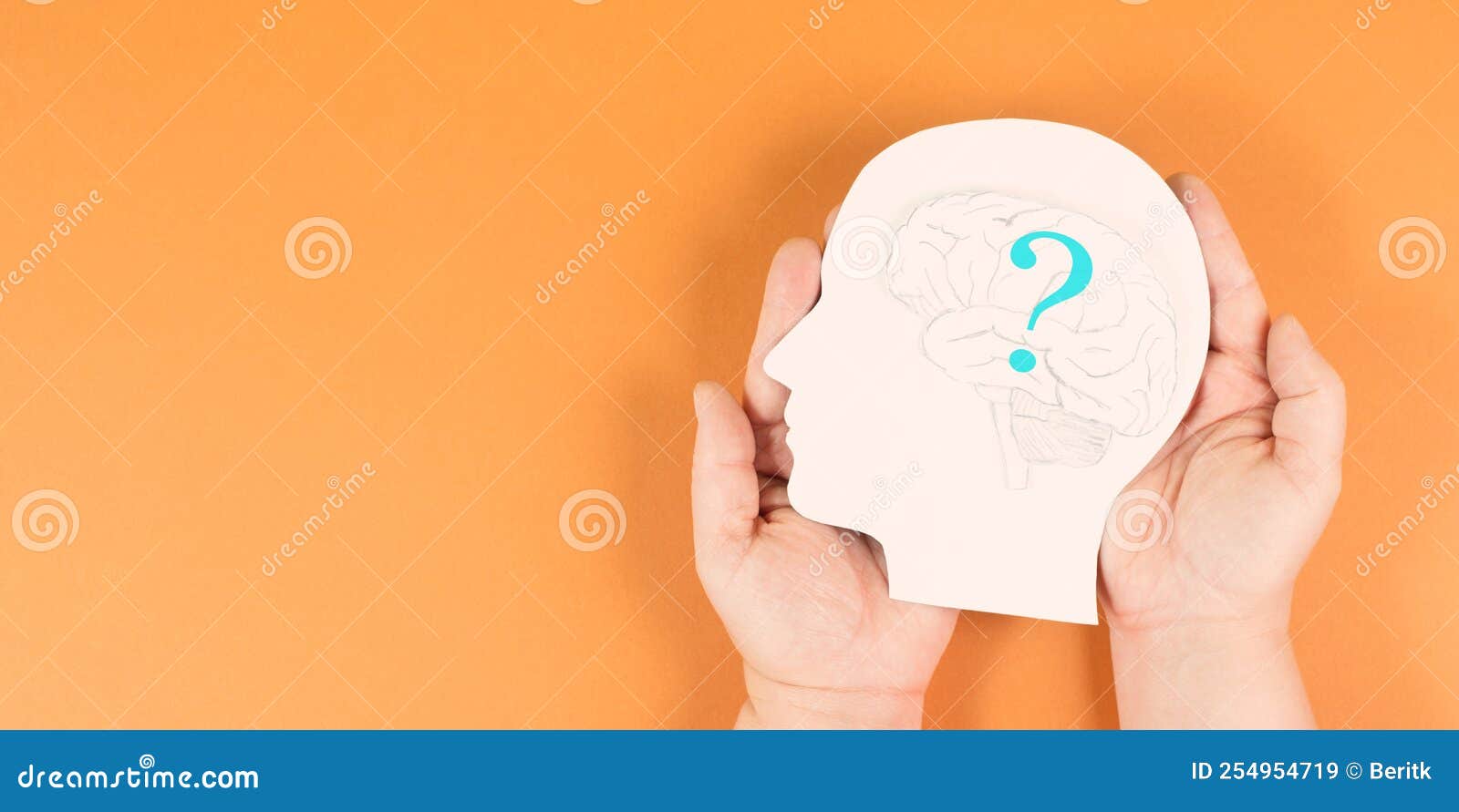Head with a Brain and Question Mark, Education and Business Concept ...