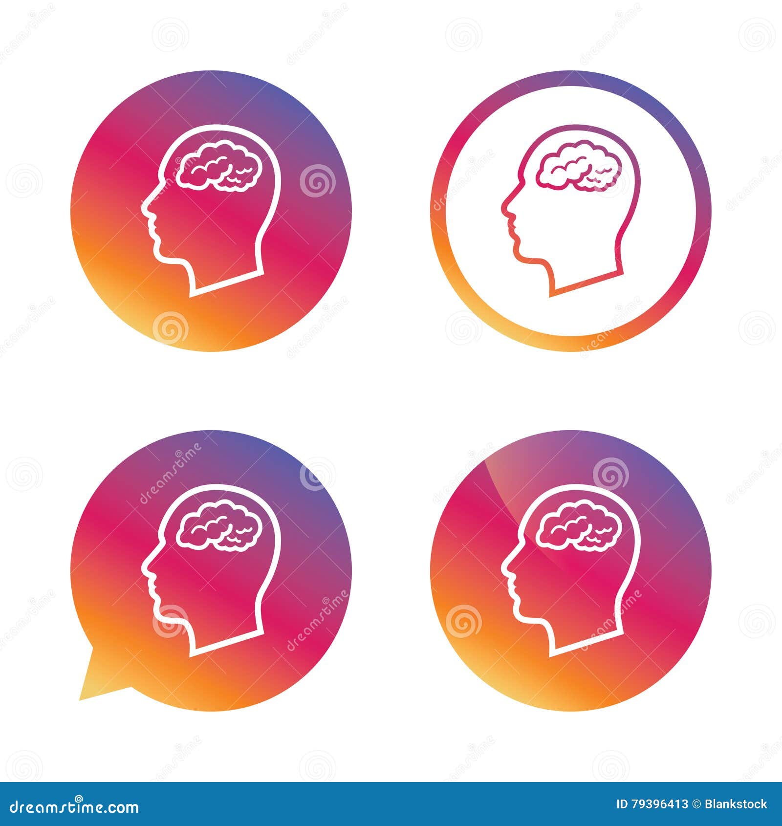Head with Brain Sign Icon. Male Human Head. Stock Vector - Illustration ...