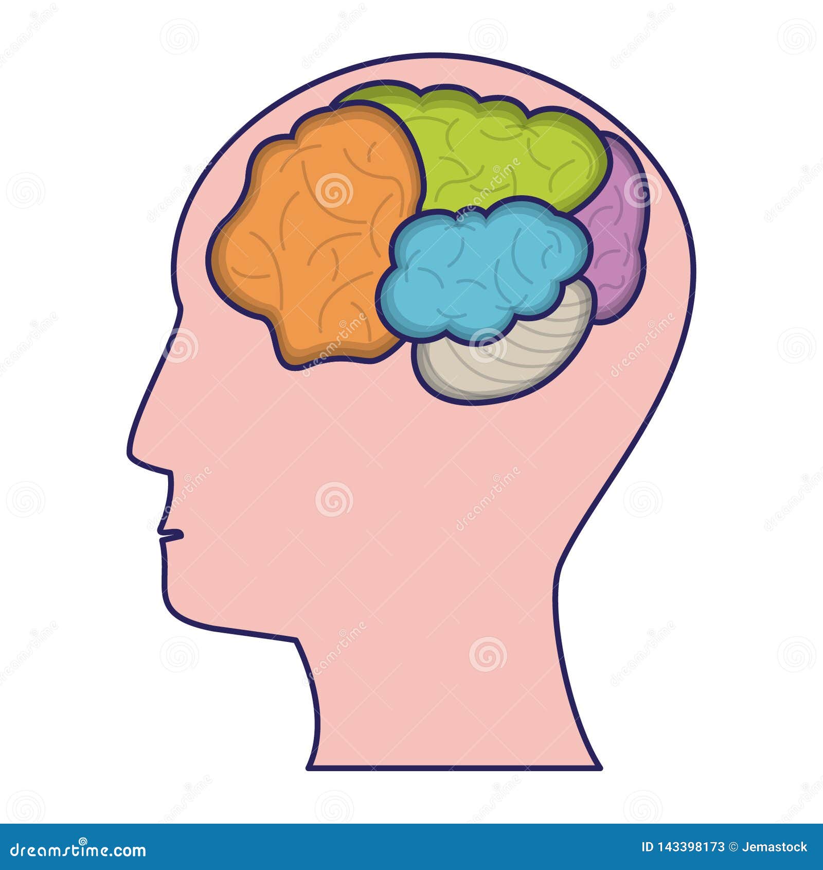 Head with Brain Symbol Isolated Stock Vector - Illustration of ...