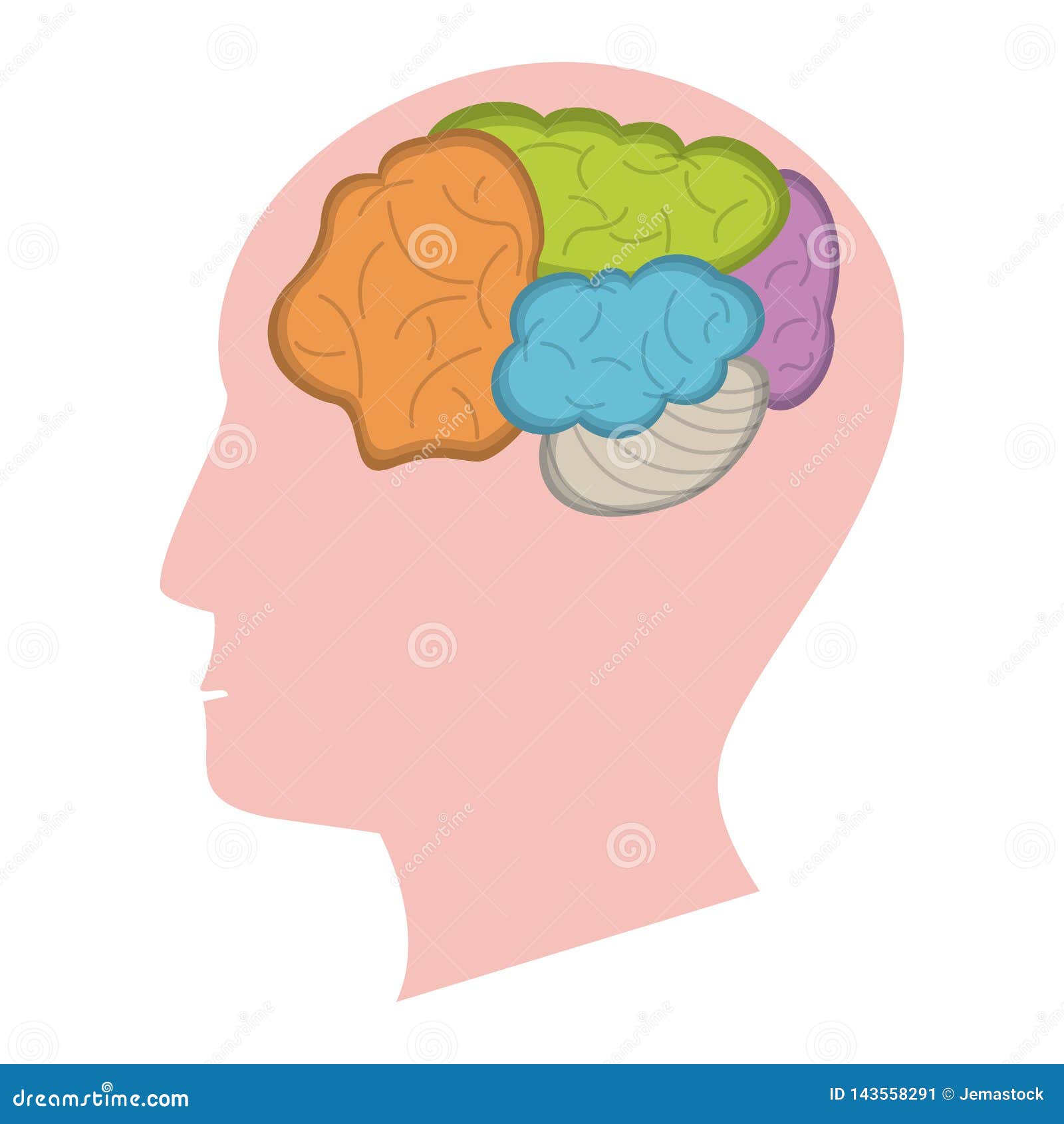 Head with Brain Symbol Isolated Stock Vector - Illustration of science ...