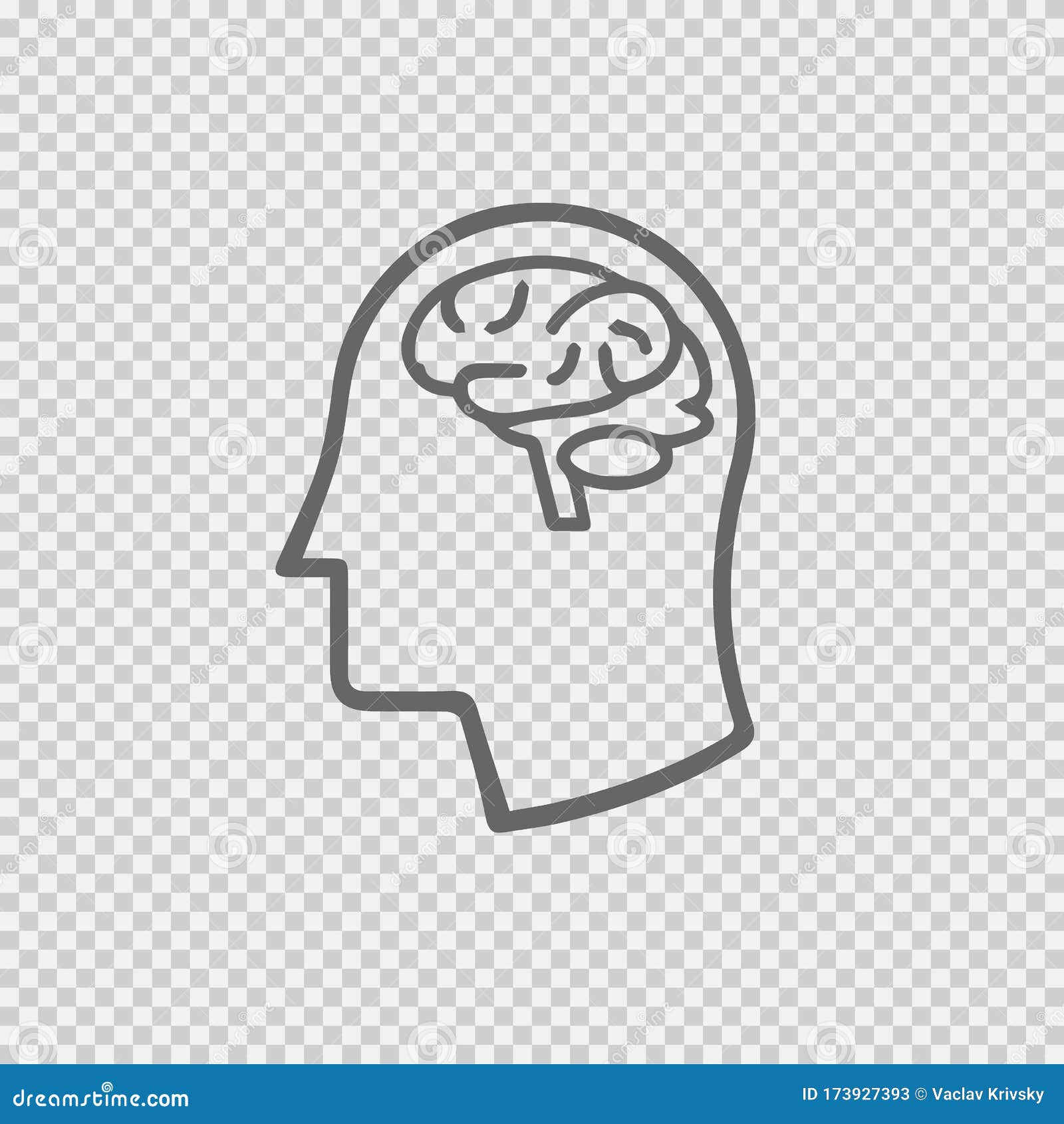 Head with Brain Vector Icon. Simple Isolated Silhouette Symbol Stock ...