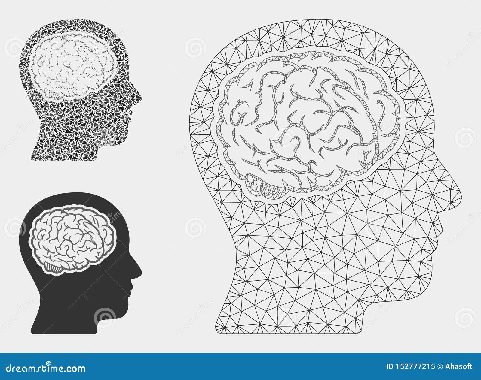 Head Brain Vector Mesh 2D Model and Triangle Mosaic Icon Stock Vector ...