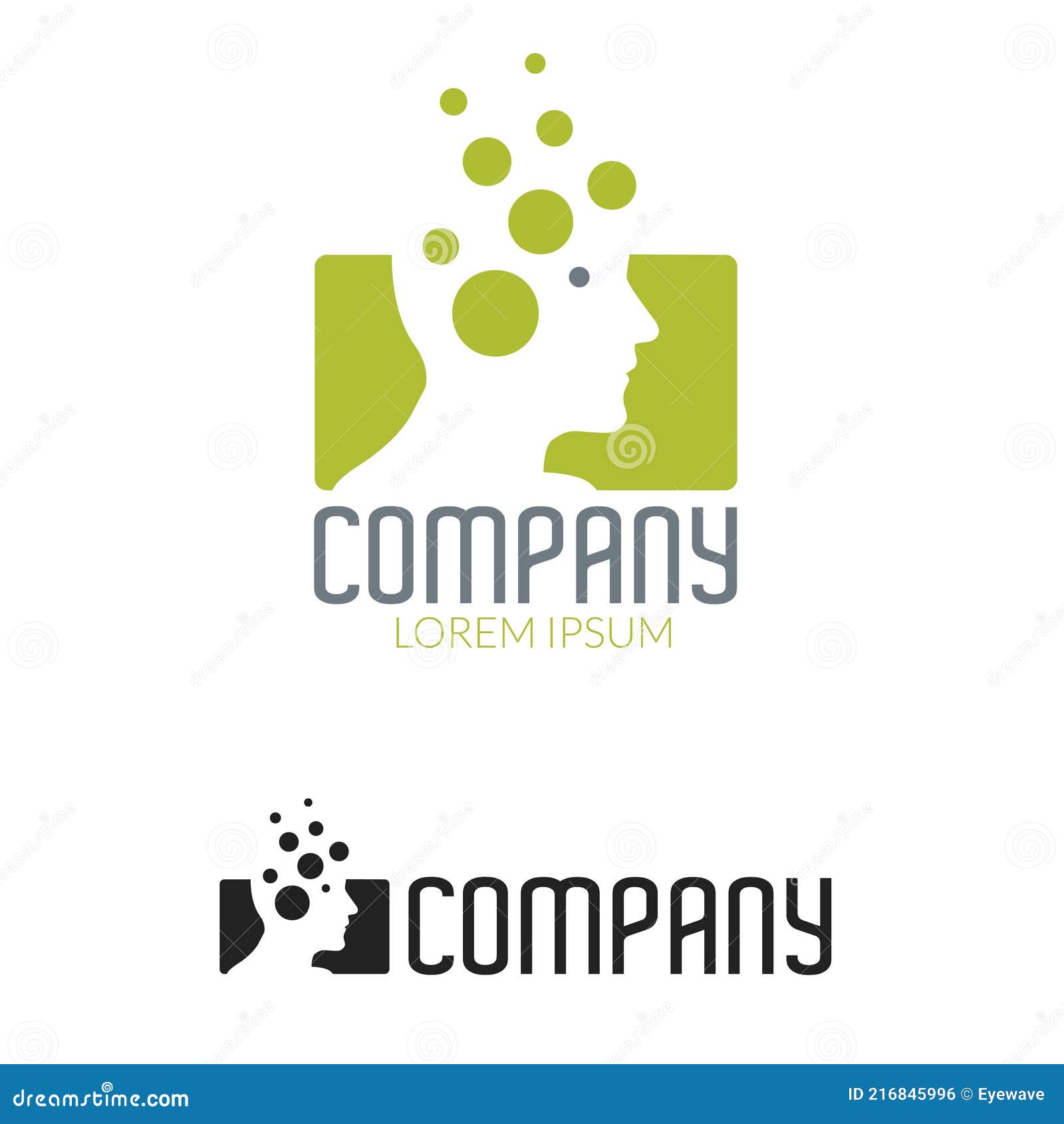 Head with Bubbles Graphic Logo Template Vector Illustration Stock ...