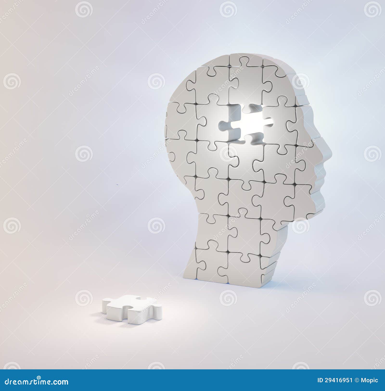 A Head Build Out of Puzzle Pieces Missing a Single Piece Stock Image ...