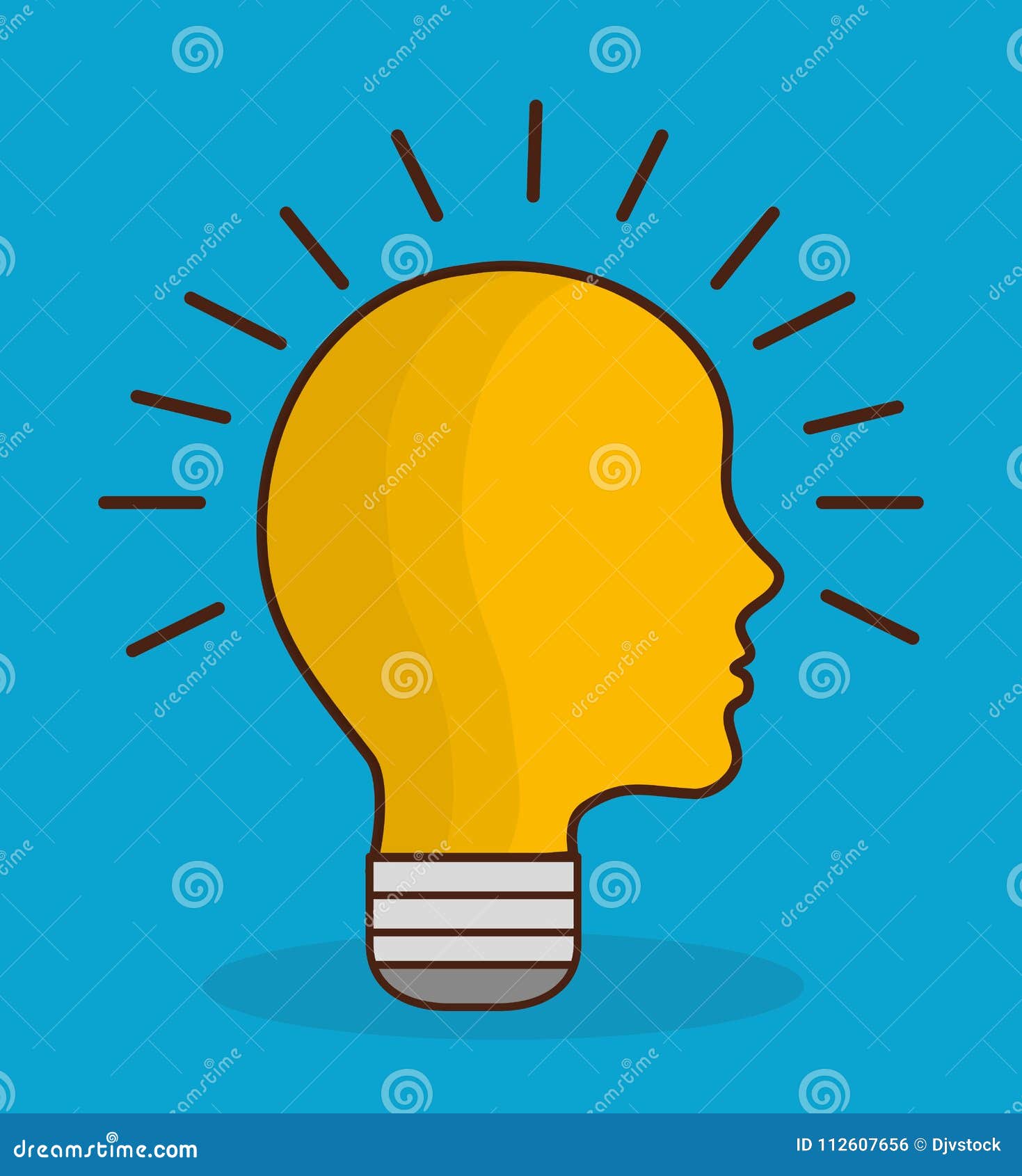 Head with bulb icon stock vector. Illustration of electrical - 112607656