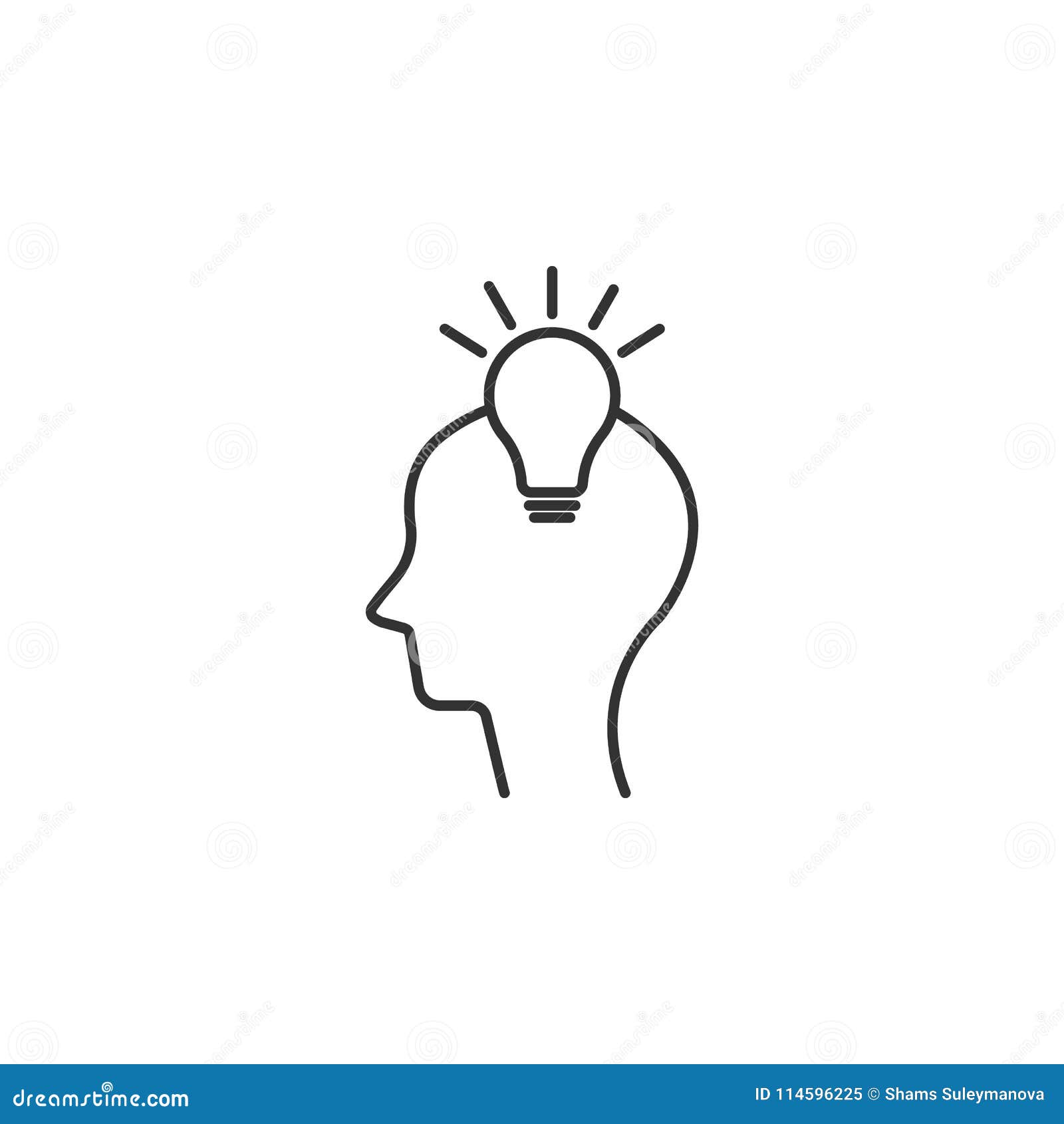 Head with Bulb Icon. Simple Element Illustration. Head with Bulb Symbol ...