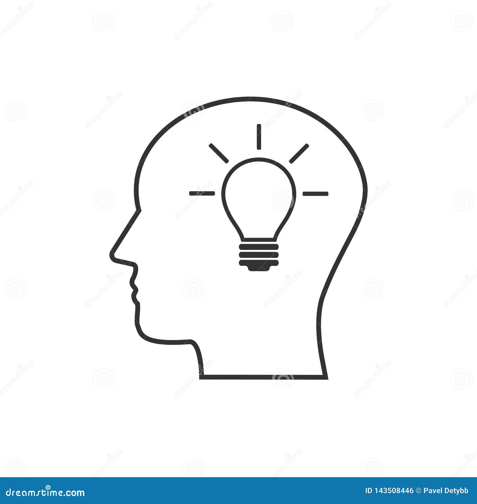 Head, Bulb, Idea Icon. Vector Illustration, Flat Design Stock ...