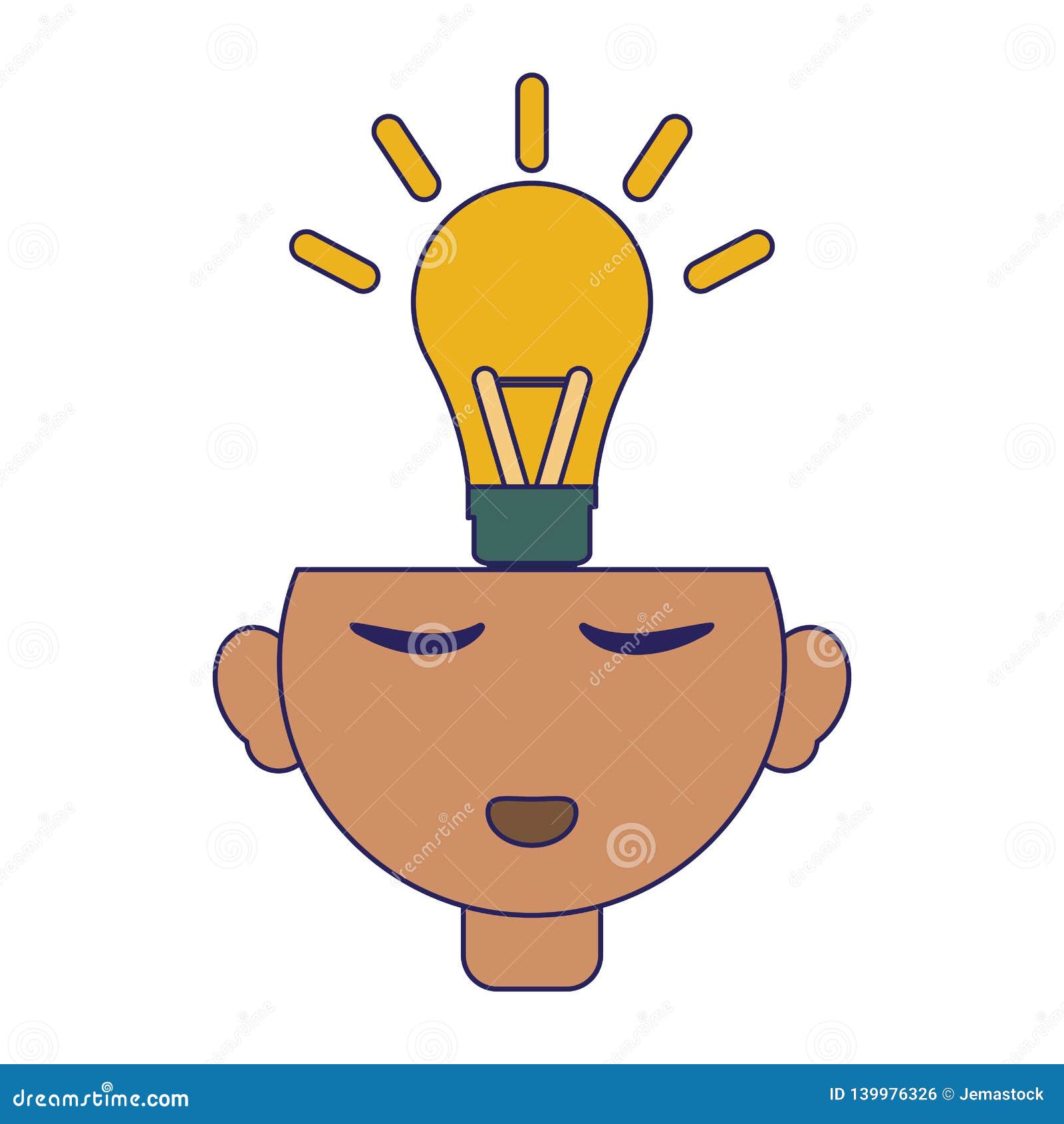 Head with Bulb Light Symbol Stock Vector - Illustration of light, sign ...