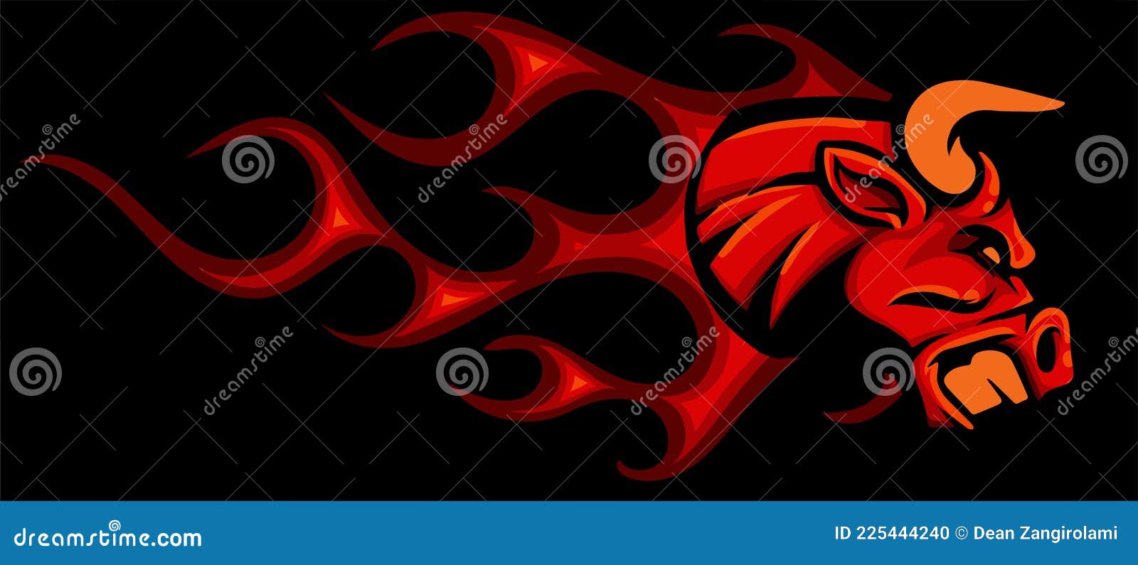 Head Bull with Flames Vector Illustration Design Stock Vector ...