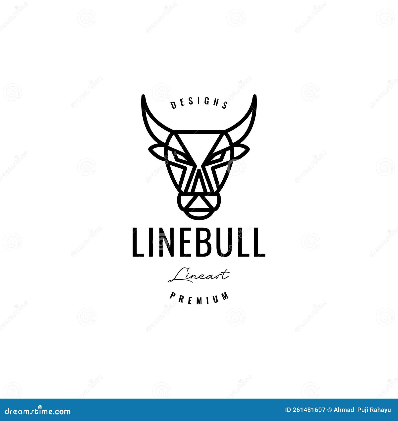 Head Bull Long Horn Line Polygon Logo Design Stock Vector ...