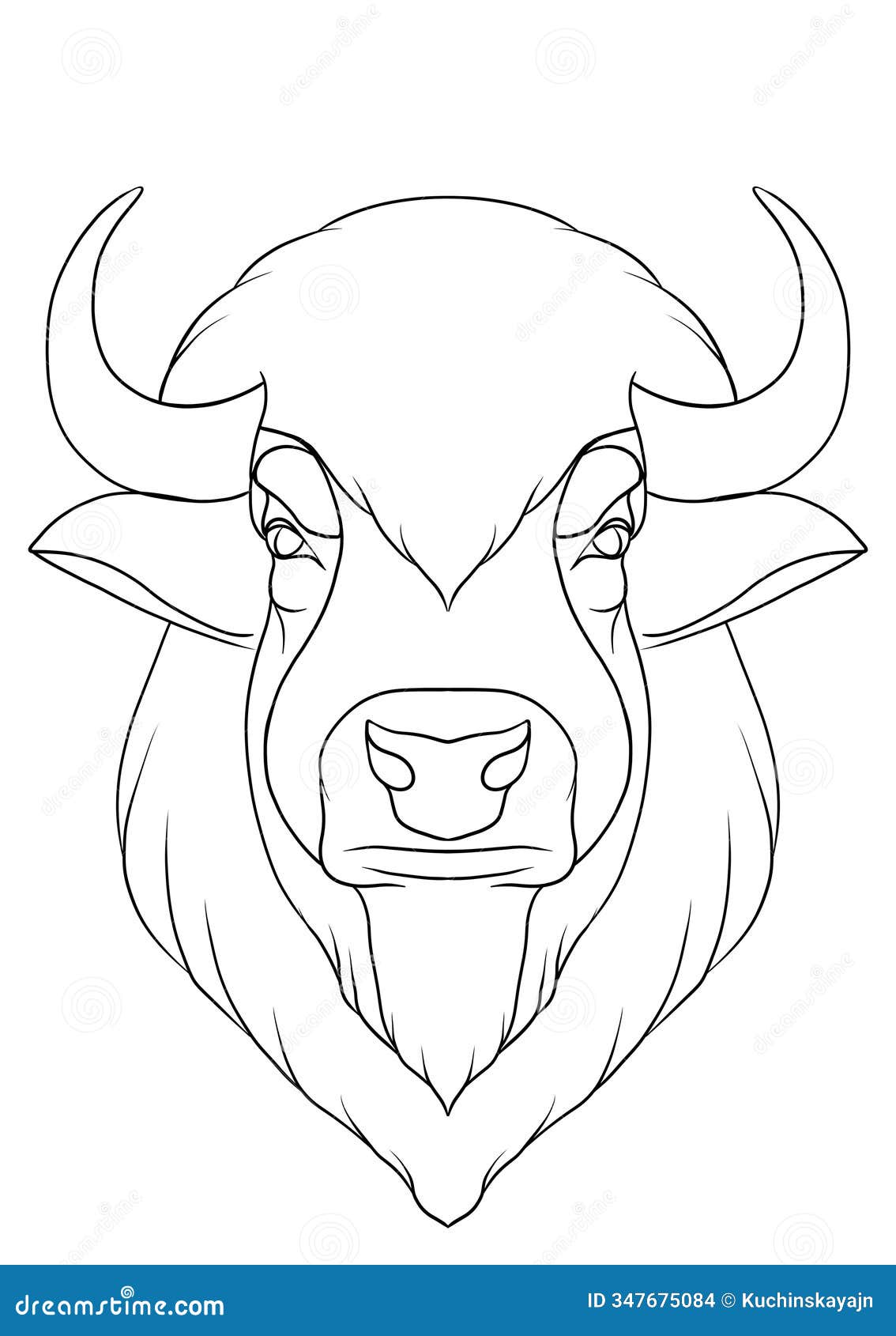 Head of Bull, Vector Outline Illustration Stock Illustration ...