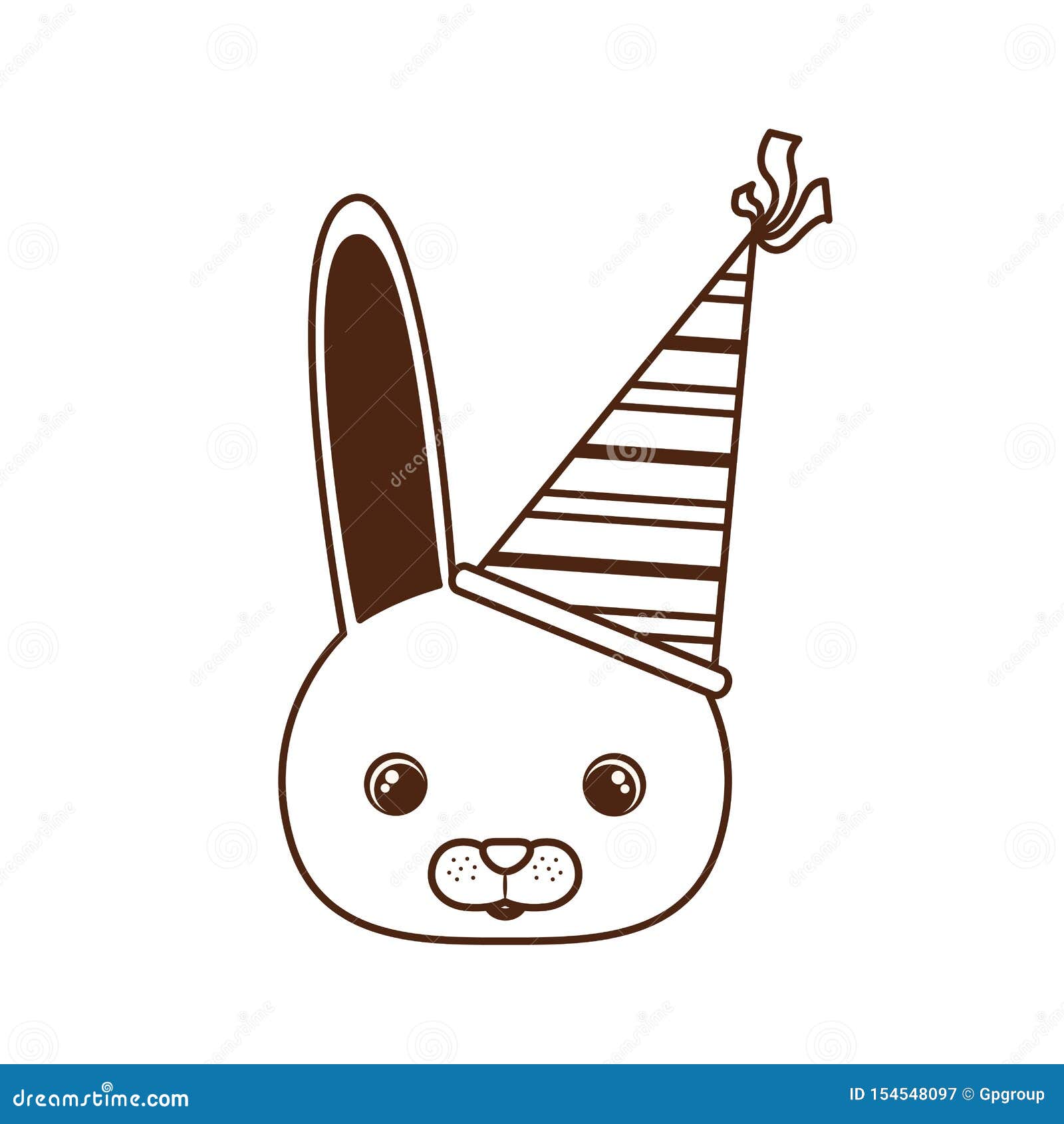 Head of Bunny with Party Hat on White Background Stock Vector ...